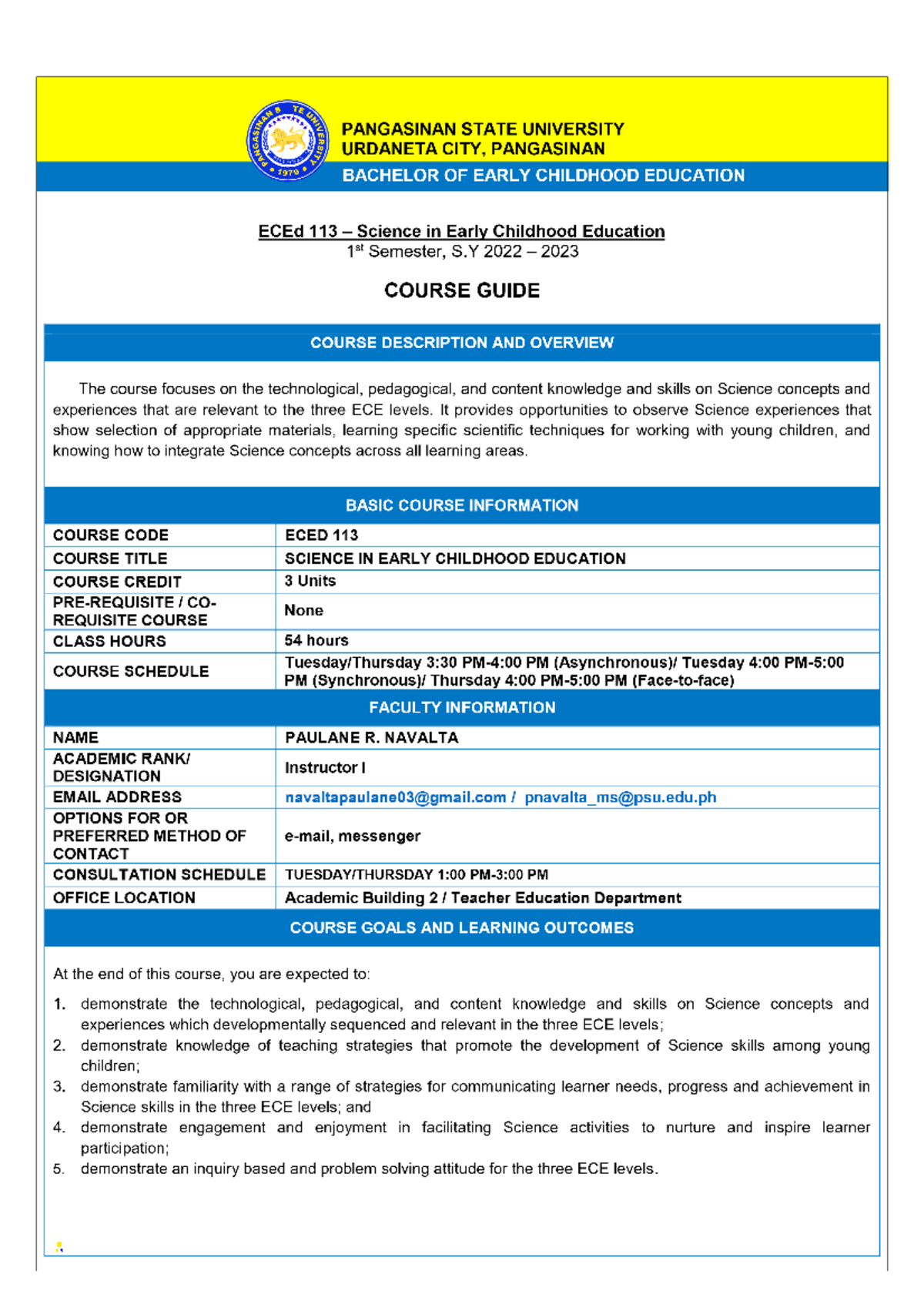 ECED 113 CG 3A - Science in Early Childhood Education - COURSE GUIDE IN ...