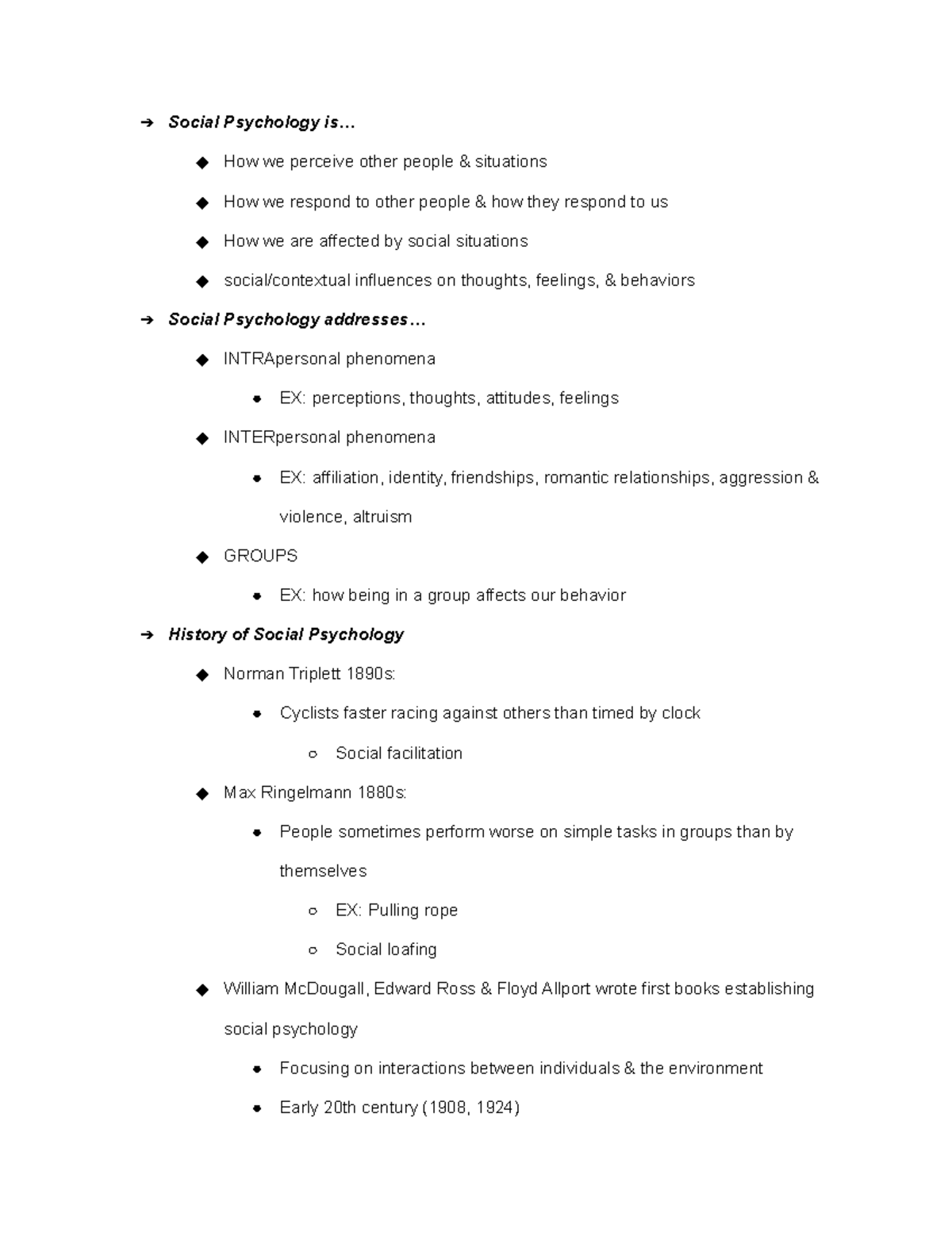 Social Psych 1 - notes - Social Psychology is... How we perceive other ...