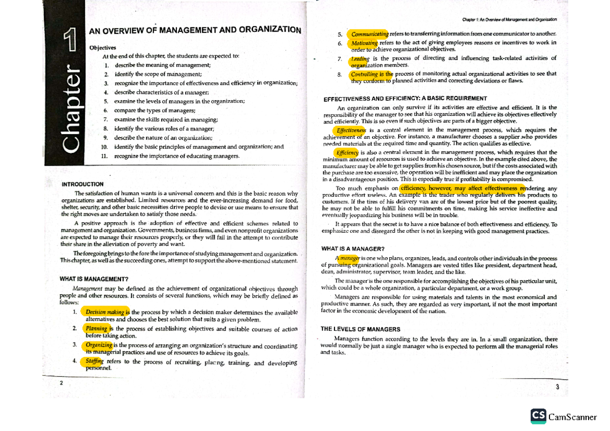 Chapter 1-3 - Organization Management - Studocu