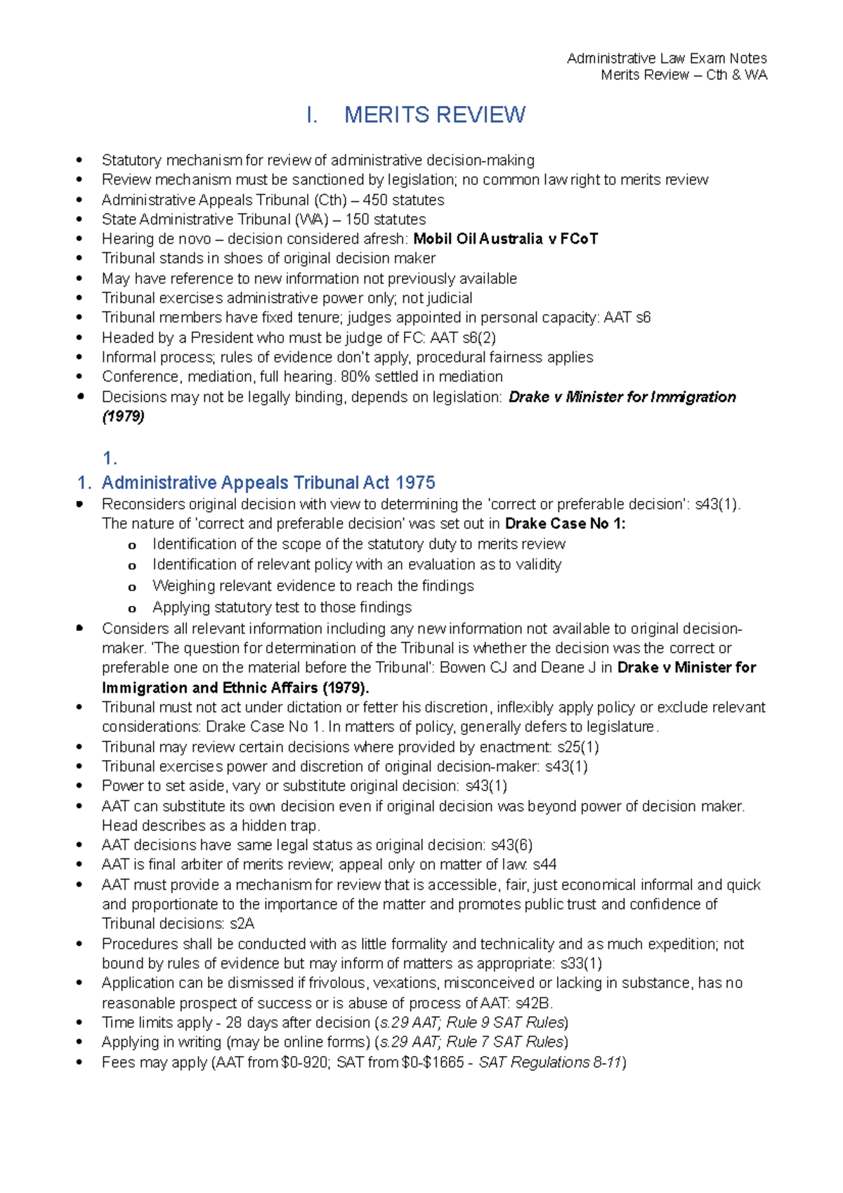 Merits Review Exam Notes Administrative Law Exam Notes Merits Review merits-review-exam-notes-administrative-law-exam-notes-merits-review