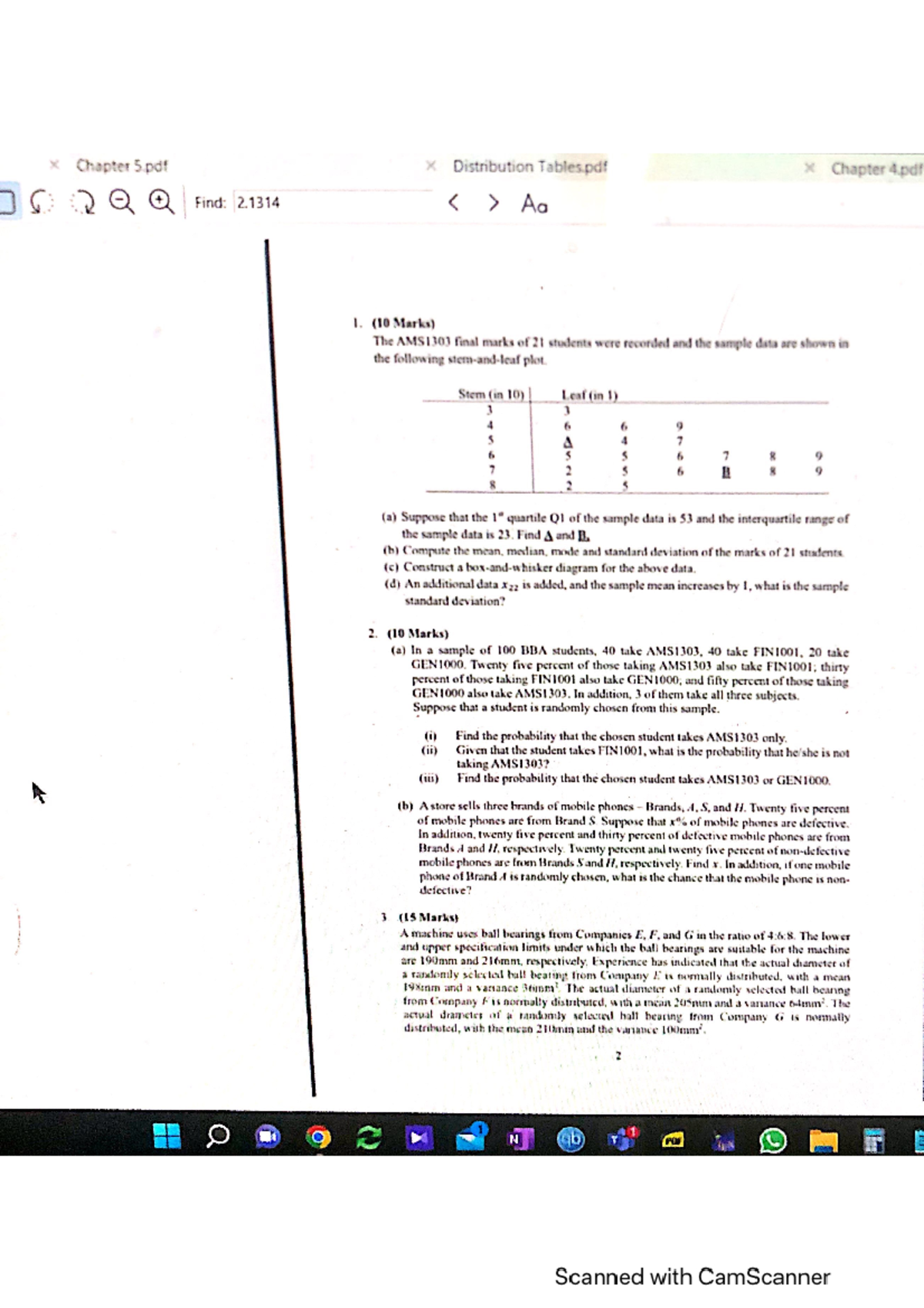 AMS Past Paper - Mid term - Business statistics - Studocu