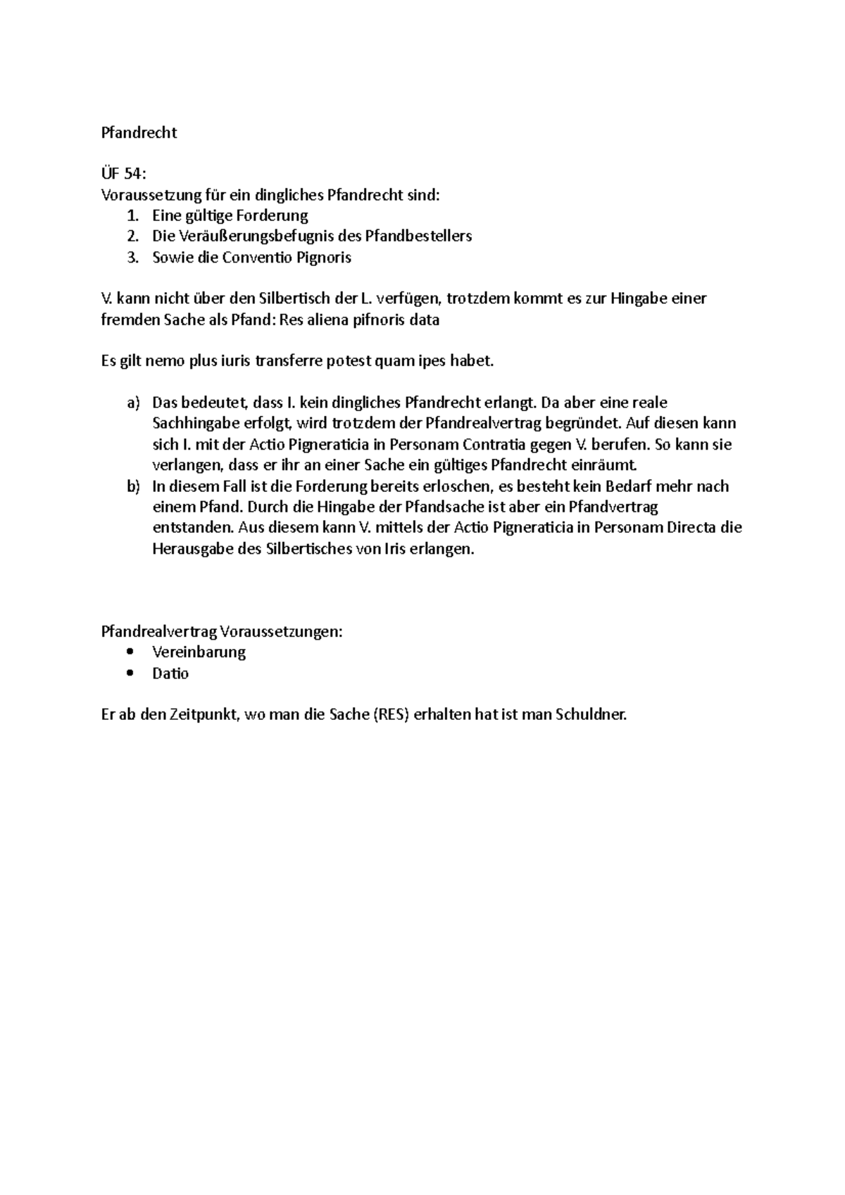 Pfandrecht Fälle 54, 55 - Pfandrecht ÜF 54: Voraussetzung für ein ...
