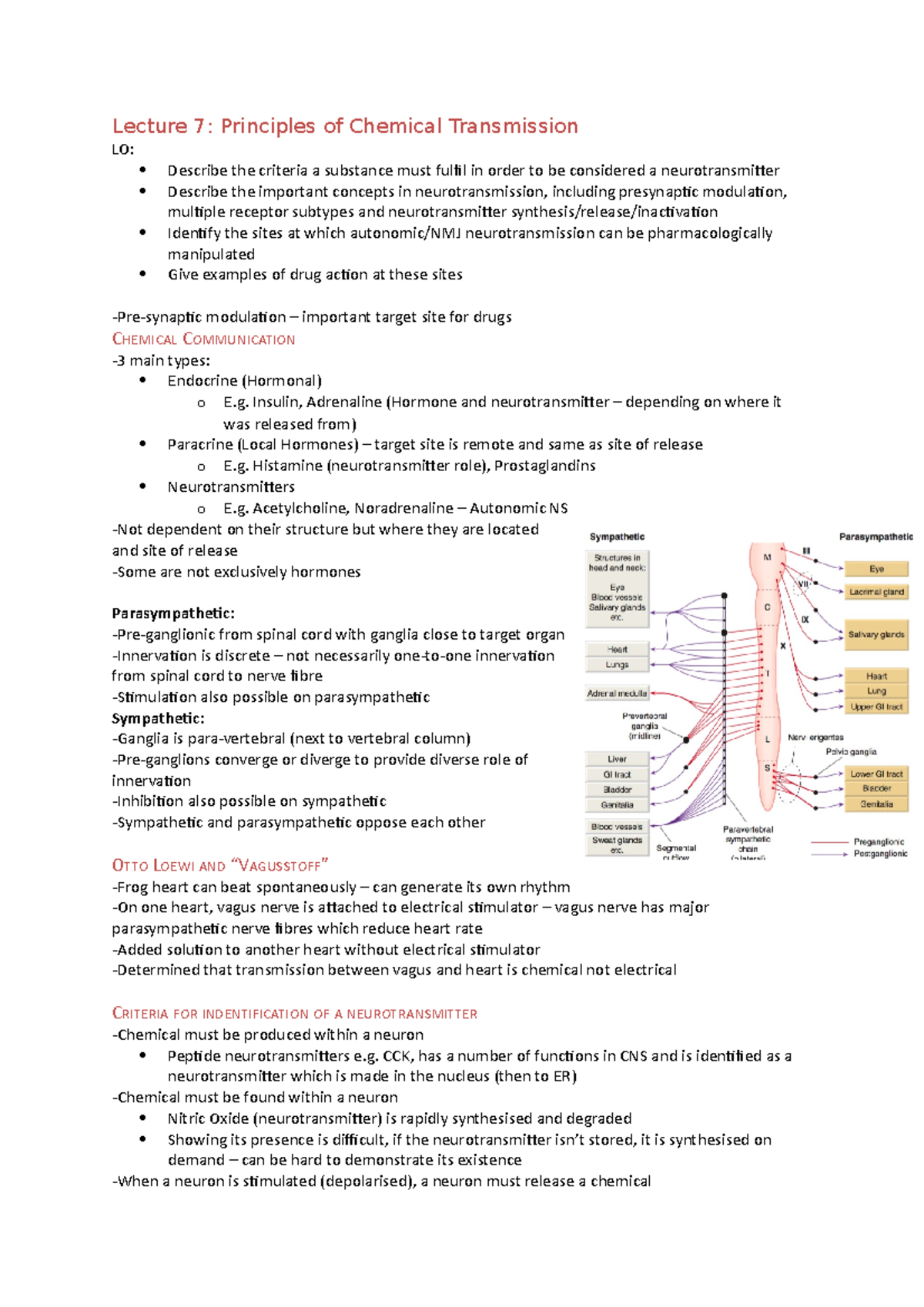 Lecture 7 - Principles of Chemical Transmission - BIOL2016 ...