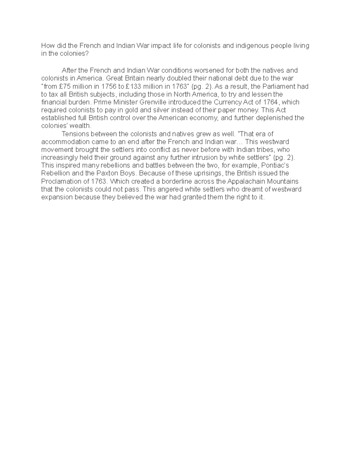 Essential Question Chapter 5 - How did the French and Indian War impact ...