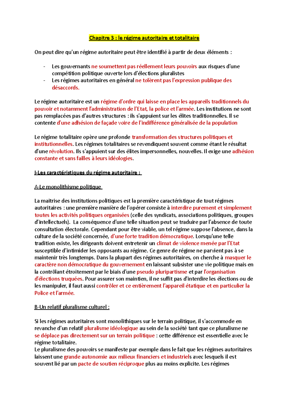 Chapitre 3-régime autoritaire et totalitaire - Chapitre 3 : le régime ...