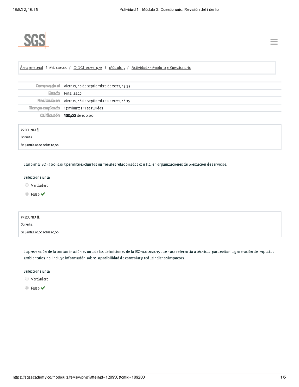 Actividad 1 - Módulo 3 Cuestionario Revisión del intento - Área ...