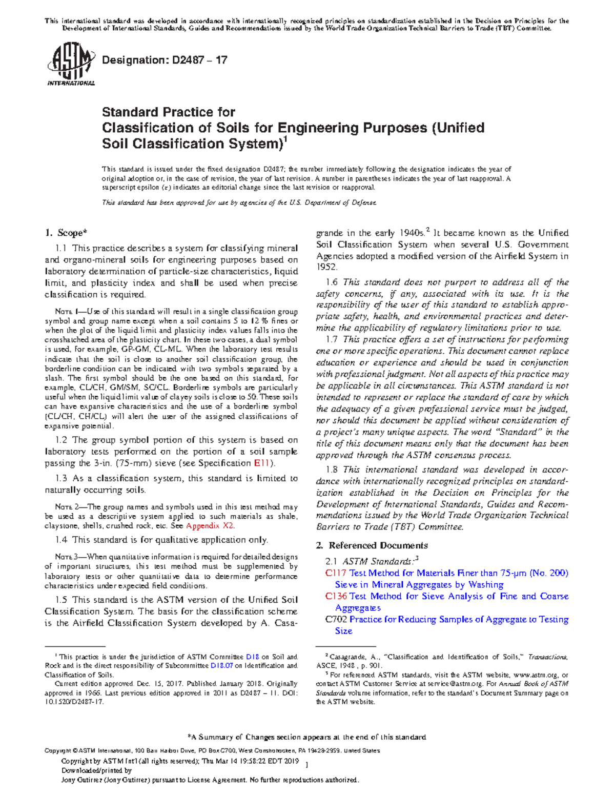 ASTM D2487_Clasificación de Suelos - Designation: D2487− 17 Standard ...