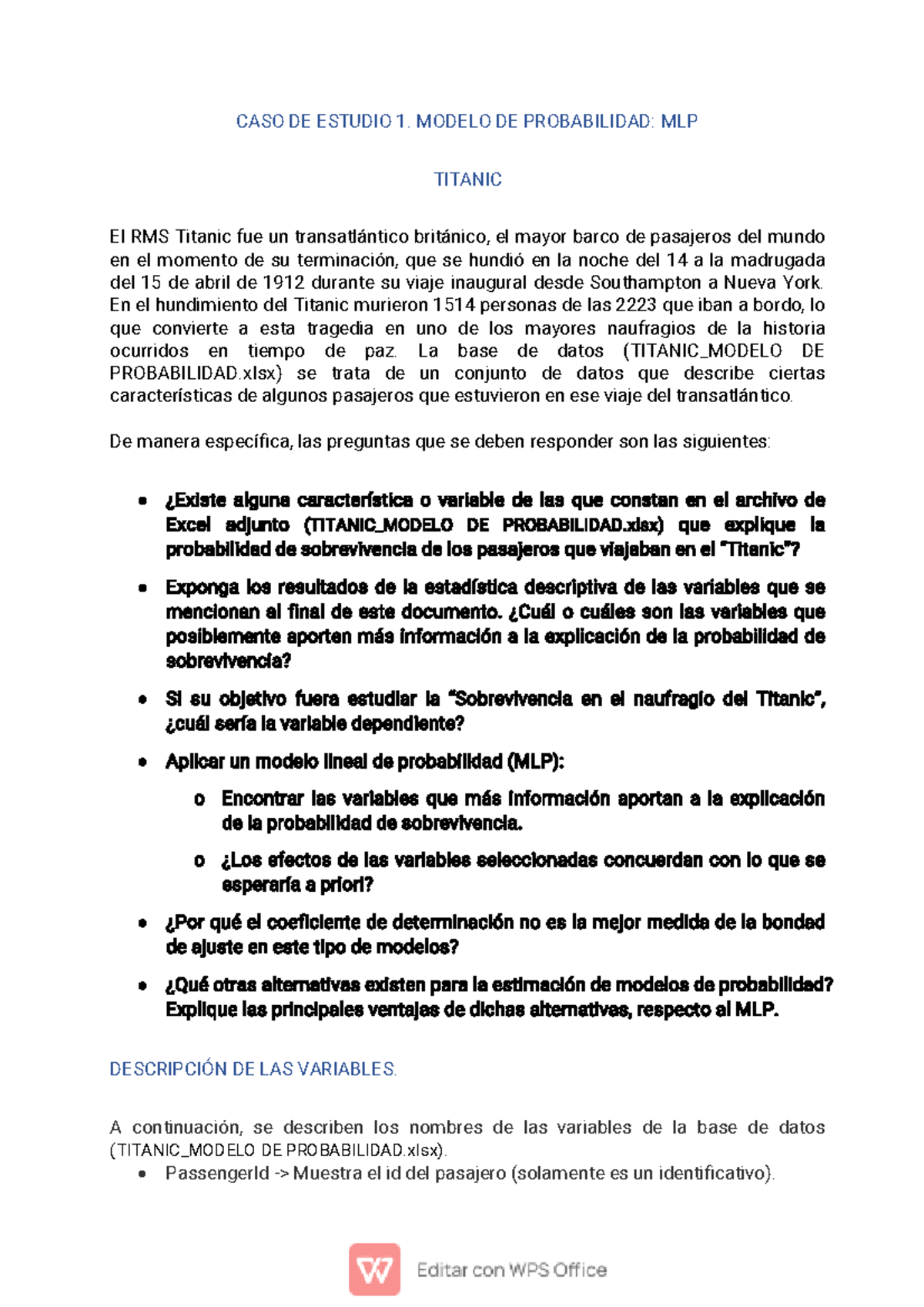 Titanic Modelo DE Probabilidad -1259147995 - CASO DE ESTUDIO 1. MODELO DE PROBABILIDAD: MLP ...