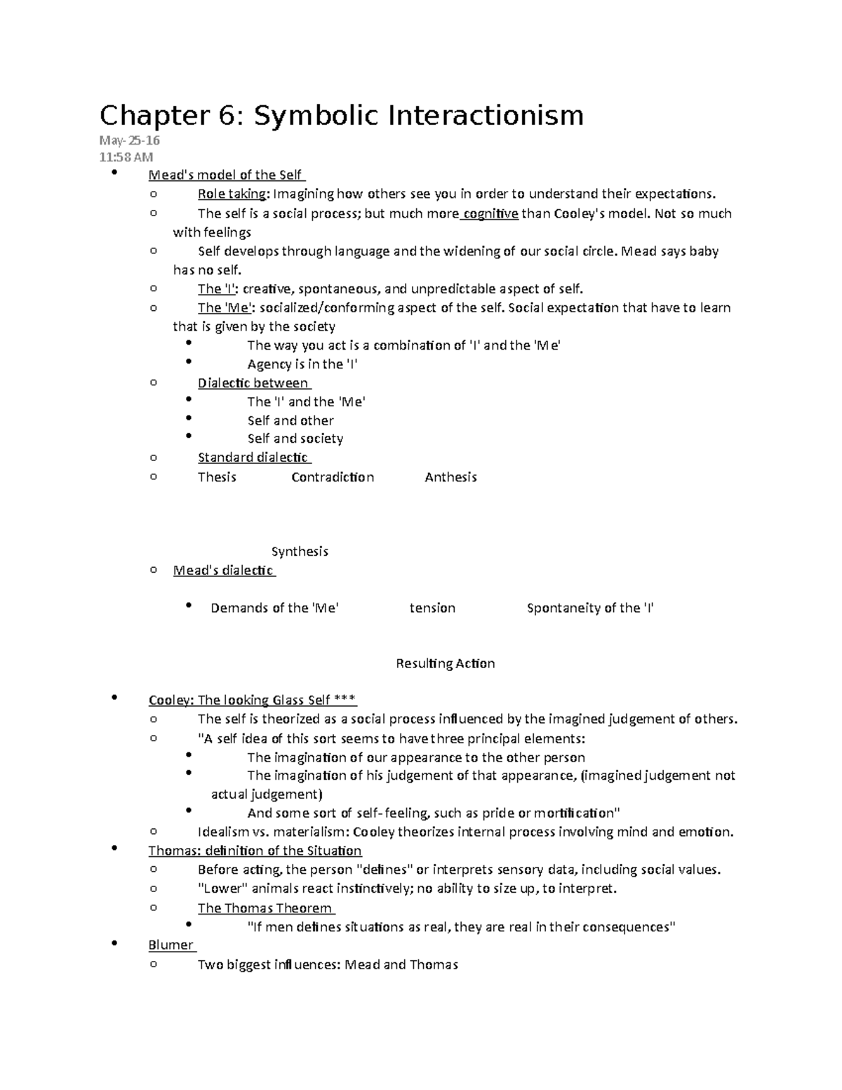 Chapter 6 Symbolic Interactionism - Chapter 6: Symbolic Interactionism ...
