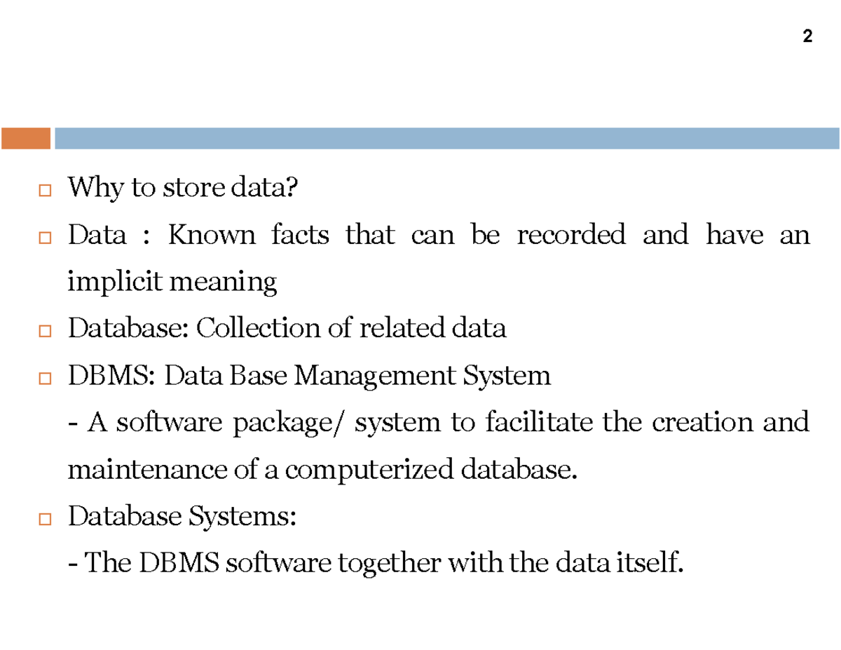 01 Module-I-rotated - Tutorial work - Why to storedata? Data : Known ...