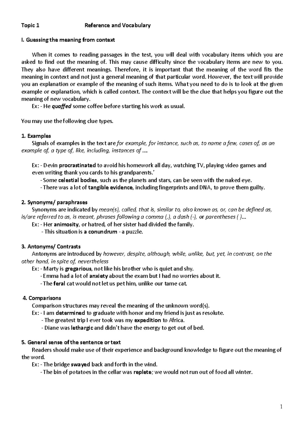 Reading B1 no keys - 1999 - Topic 1 Reference and Vocabulary I ...