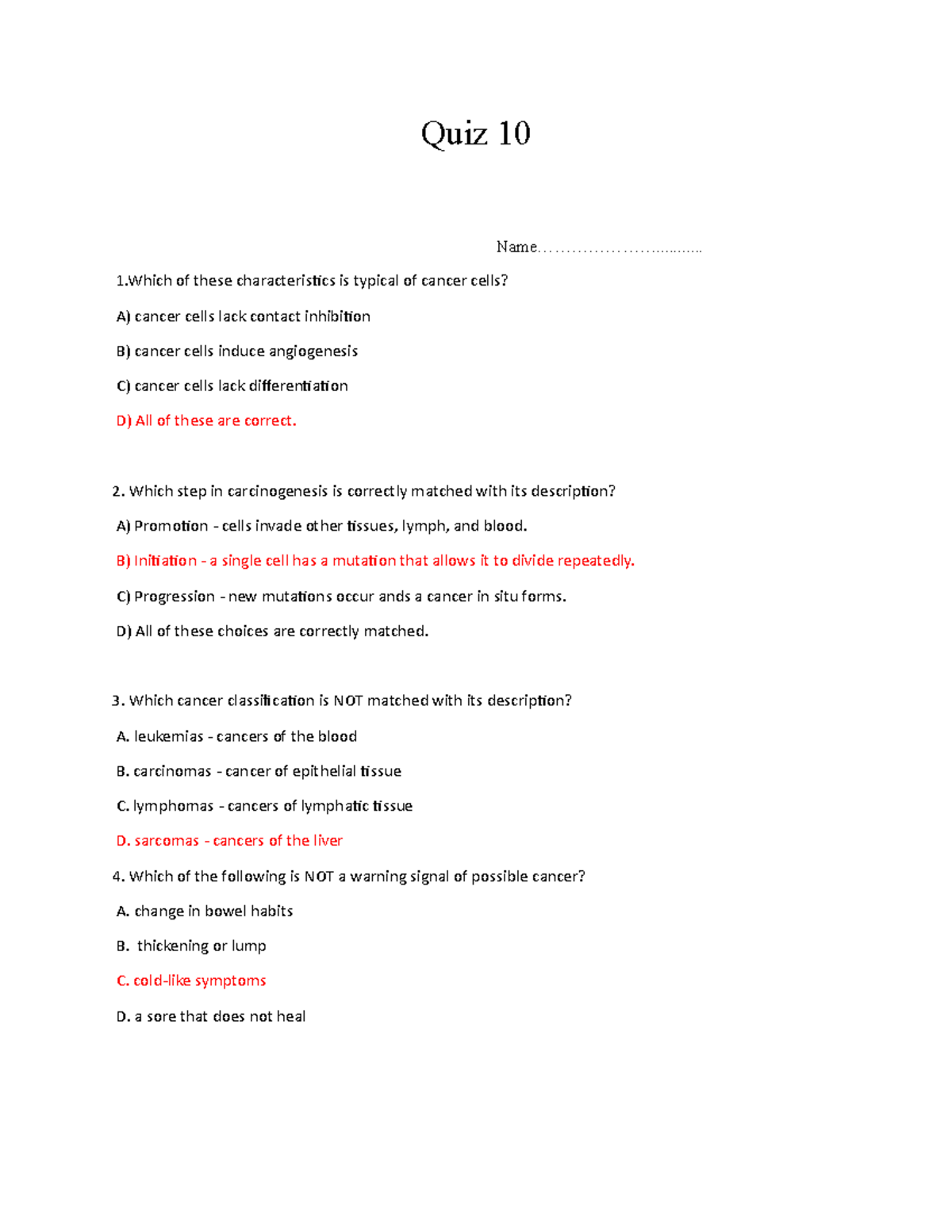 Quiz 10 - Quiz 10 questions - Quiz 10 Name ...