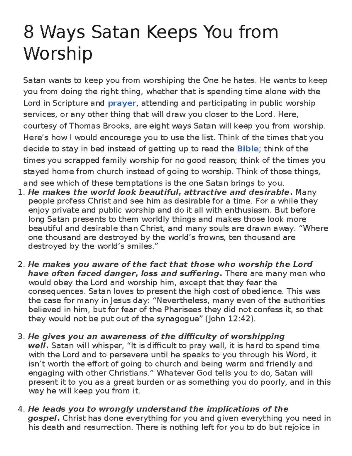 8 Ways Satan Keeps You from Worship - 8 Ways Satan Keeps You from ...
