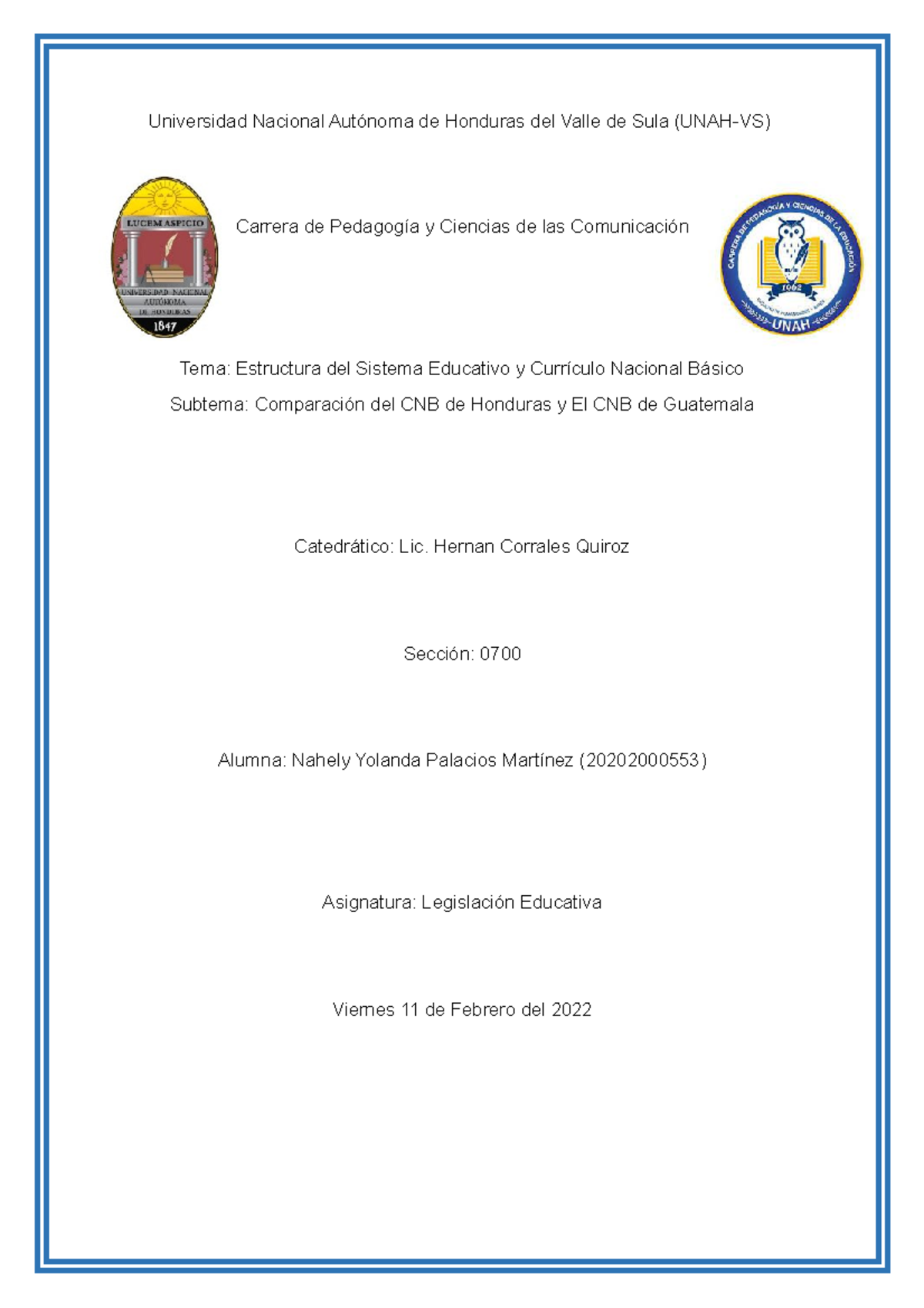 Investigación del currículo nacional básico de Honduras - Universidad ...