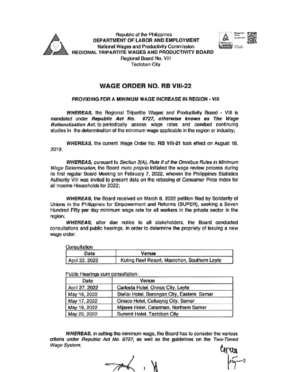 Wage Increase Order Region 8 - BS Accountancy - Studocu