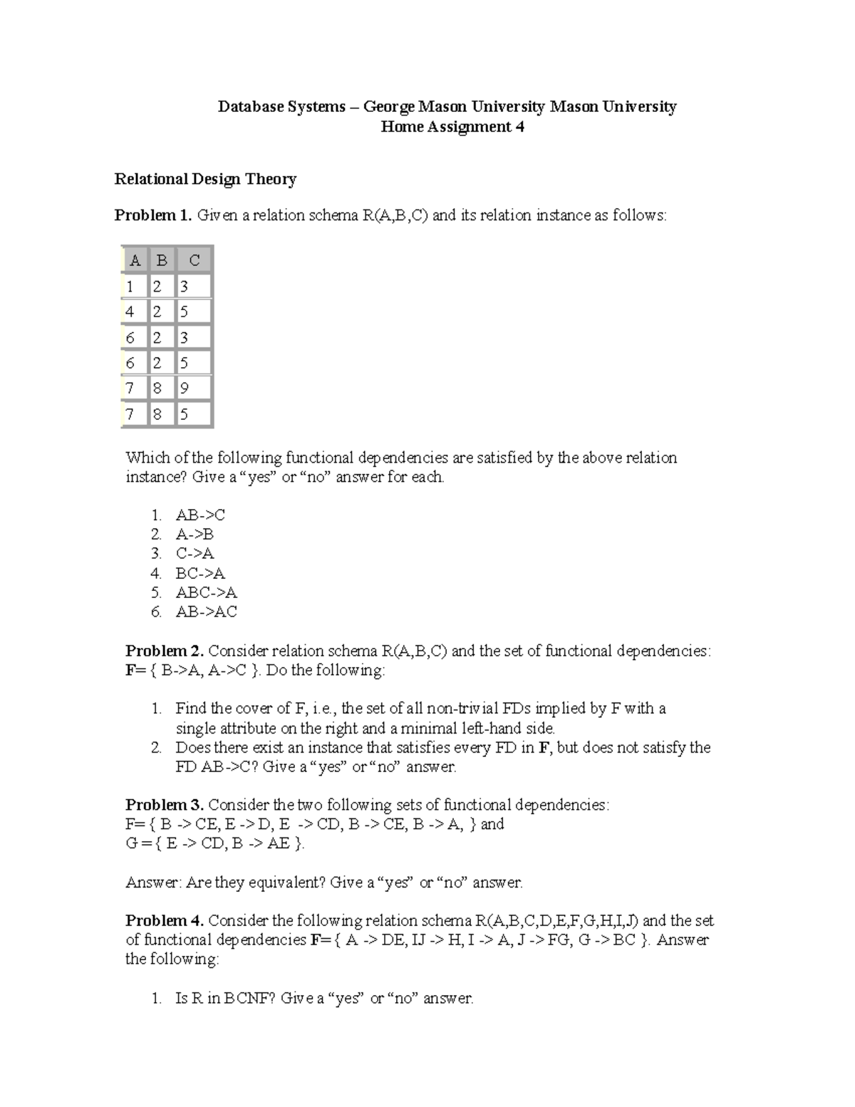 HA4 CS550 - Assignment - Database Systems – George Mason University Mason University Home ...