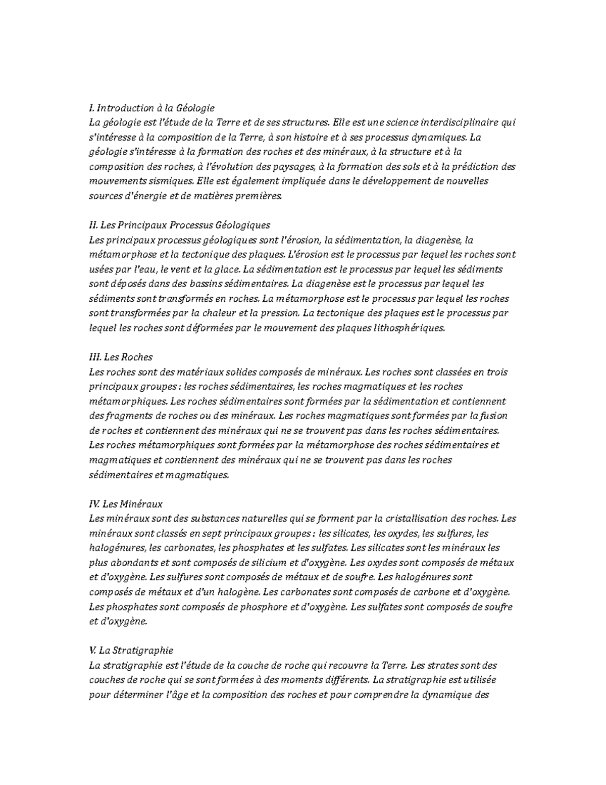 Geology Study Notes - I. Introduction à la Géologie La géologie est l ...