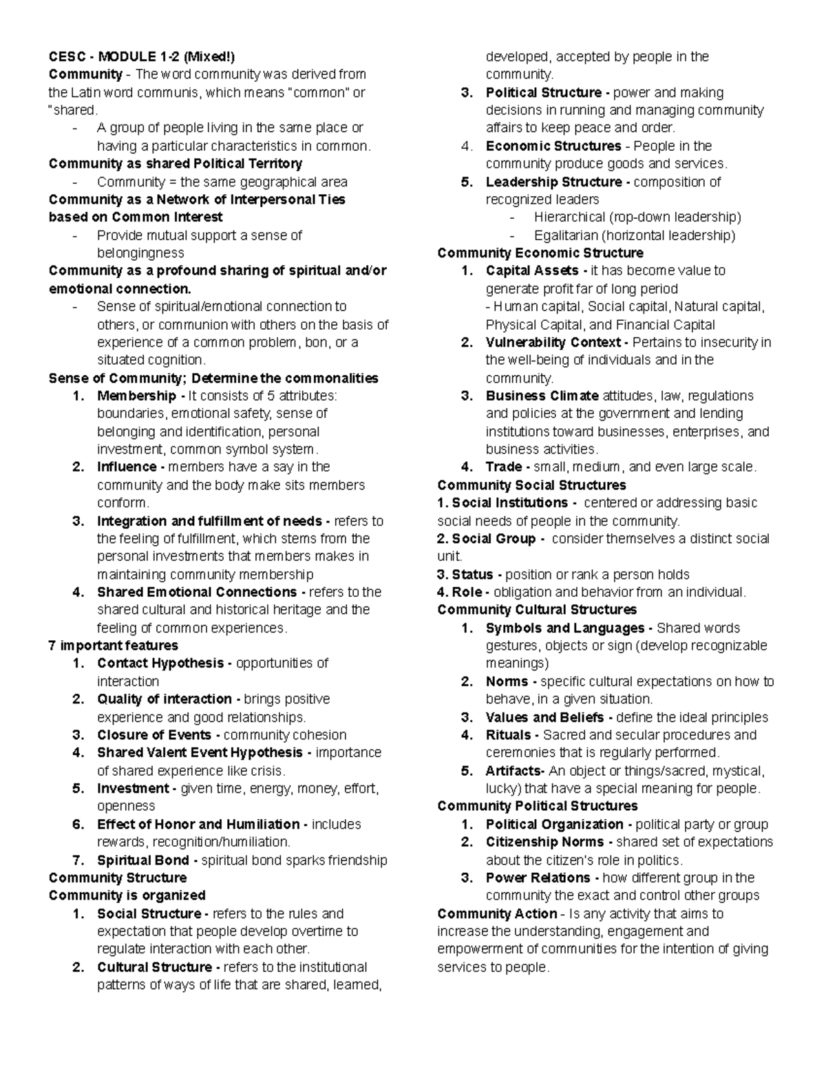 CESC Reviewer - Summary Humanities and Social Sciences - CESC - MODULE ...