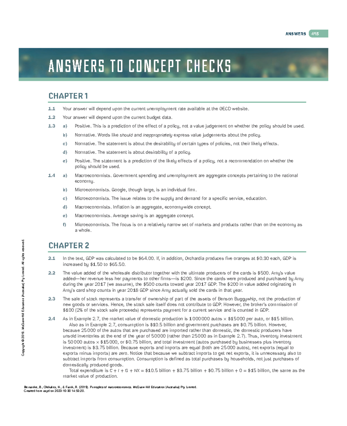 Answers to concept checks - CHAPTER 1 1 Your answer will depend upon ...