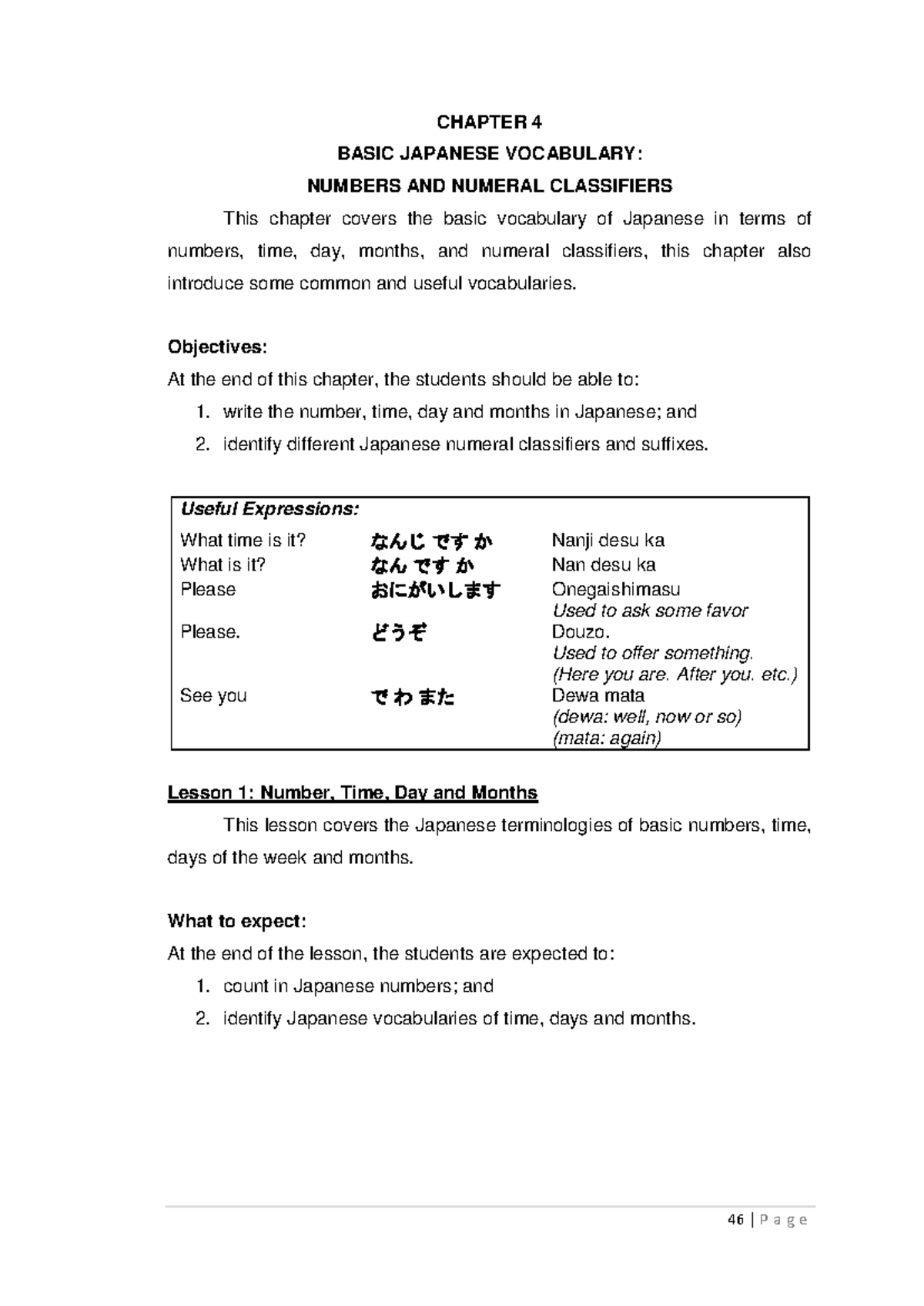C4- Basic Japanese Vocabulary-NNC - CHAPTER 4 BASIC JAPANESE VOCABULARY: NUMBERS AND NUMERAL ...