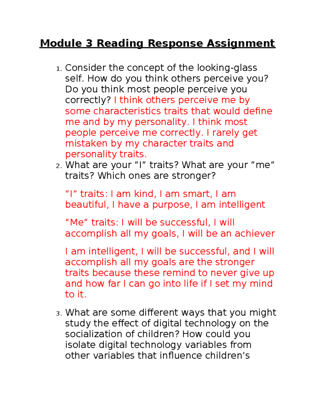 Module 3 Reading Response Assignment Module 3 Reading Response Assignment 1 Consider The