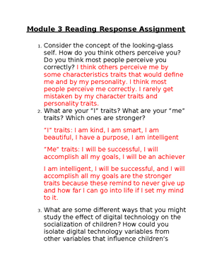Module 5 Reading Response Assignment - Module 5 Reading Response Assignment 1. Who might be more ...