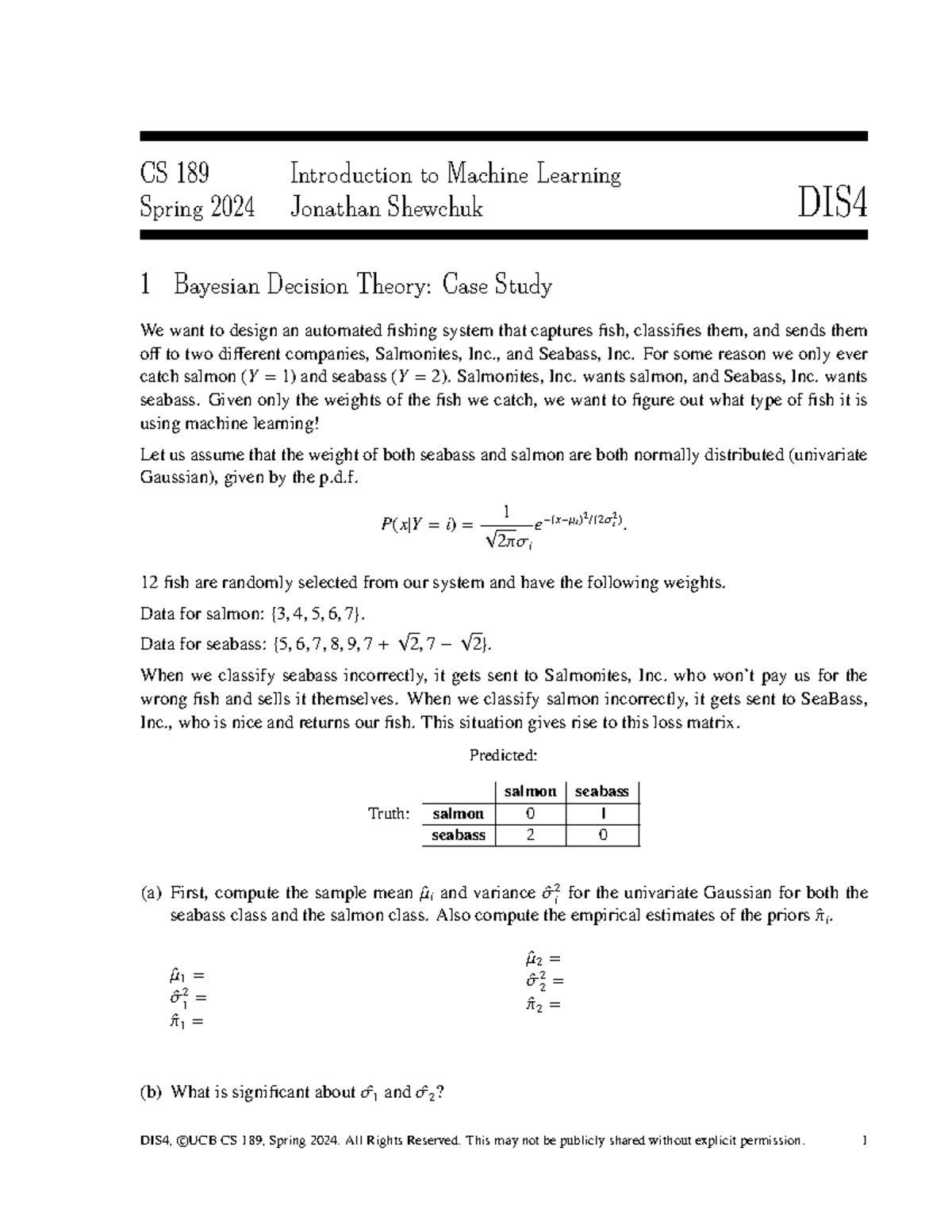 Dis4sols - Discussion solutions - CS 189 Introduction to Machine Learning Spring 2024 Jonathan ...
