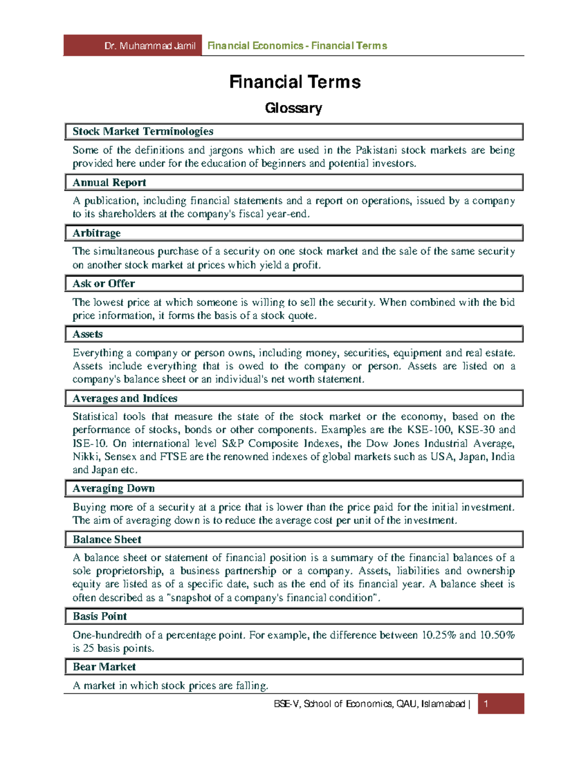Financial Terms - Financial Terms Glossary Stock Market Terminologies ...