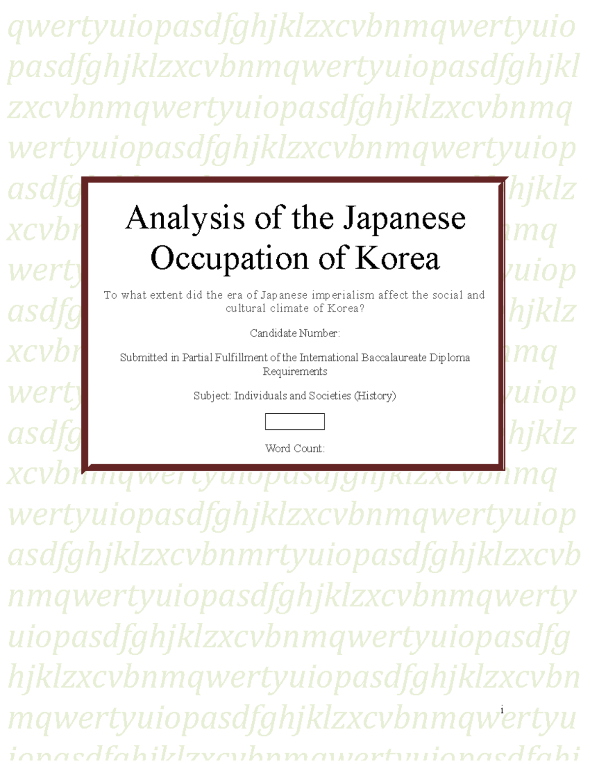 IB9 Reseach Paper - oijij - i qwertyuiopasdfghjklzxcvbnmqwertyuio - Studocu