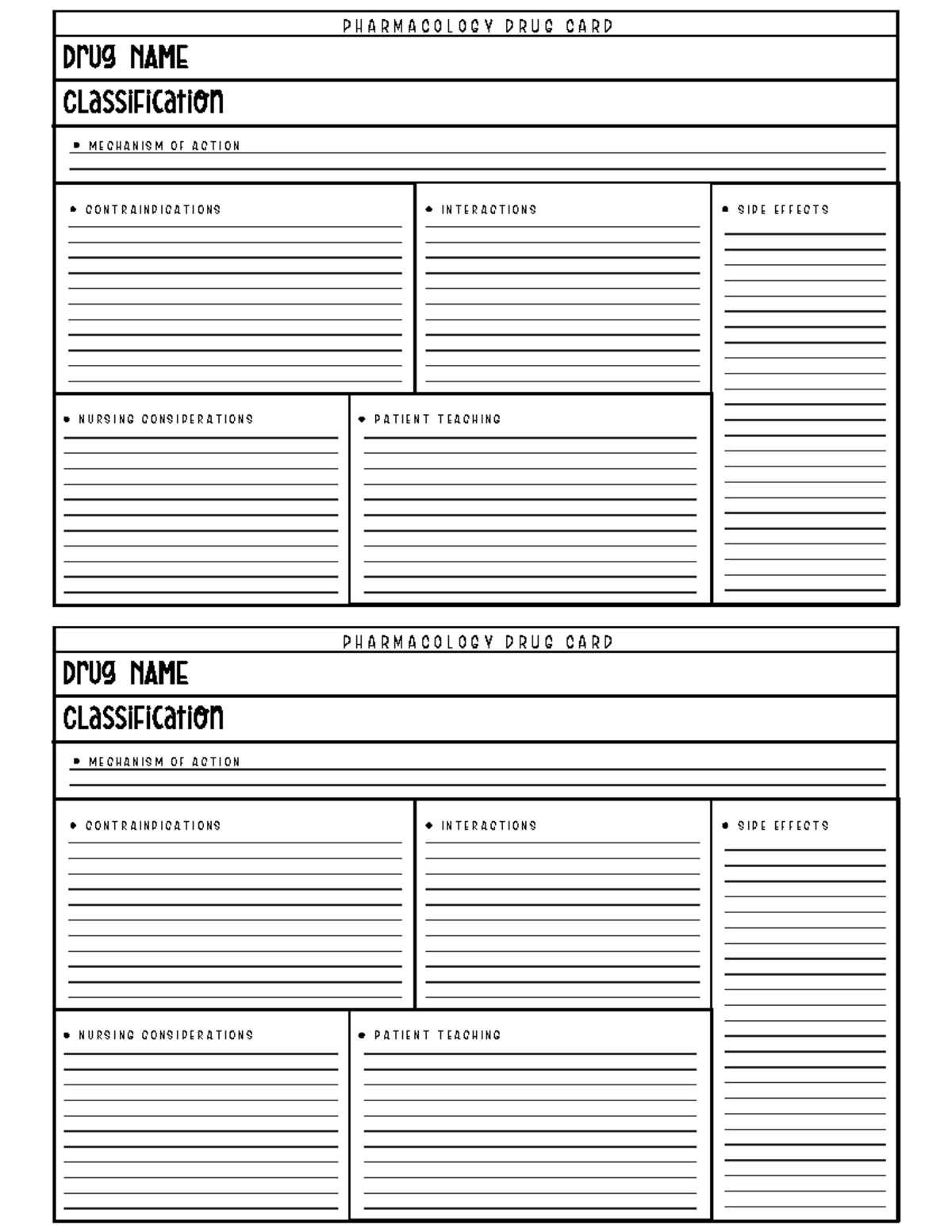 Drug Card Format - NURS 402 - MECHANI SM OF ACTI ON P H A R M A C O L O ...