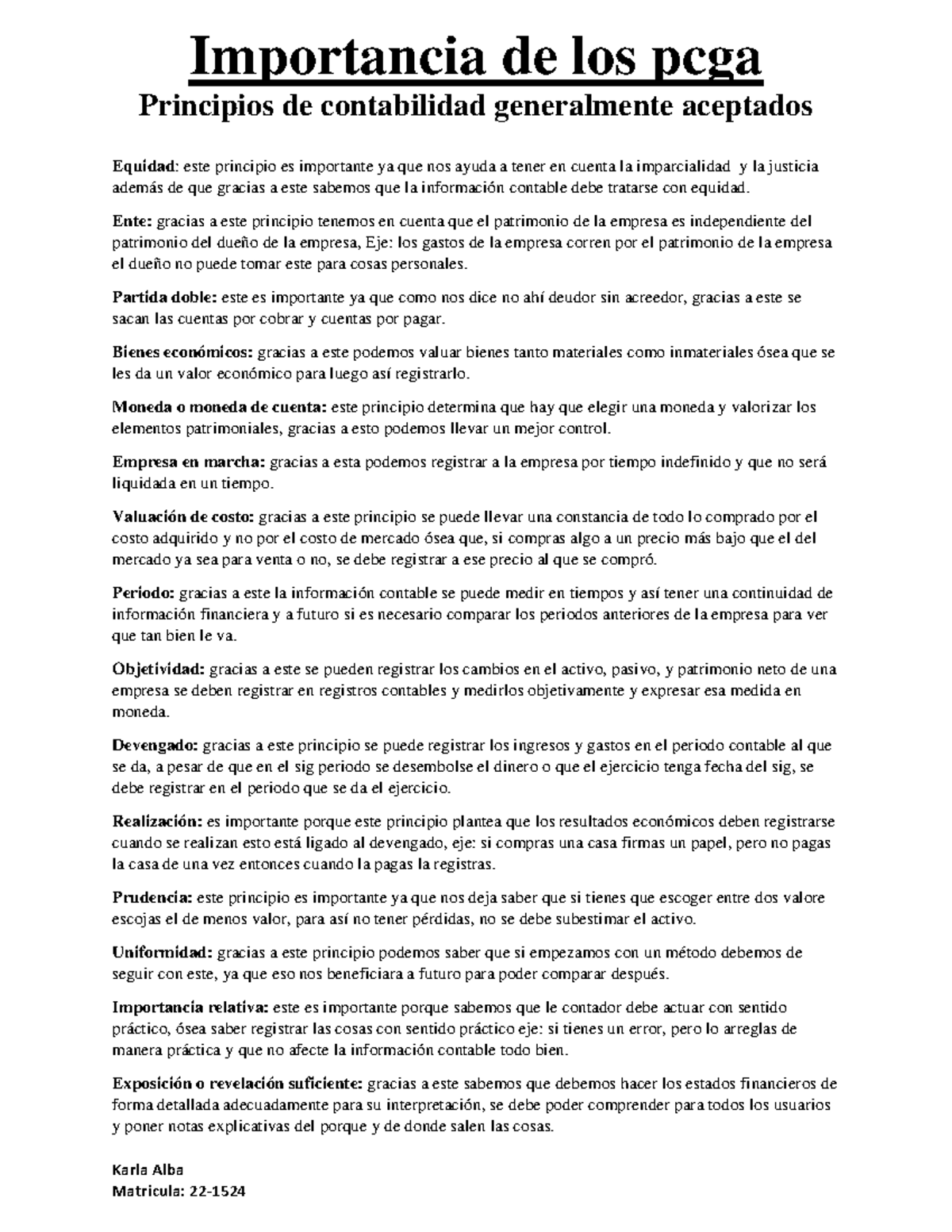 Importancia de las pcga - Importancia de los pcga Principios de ...