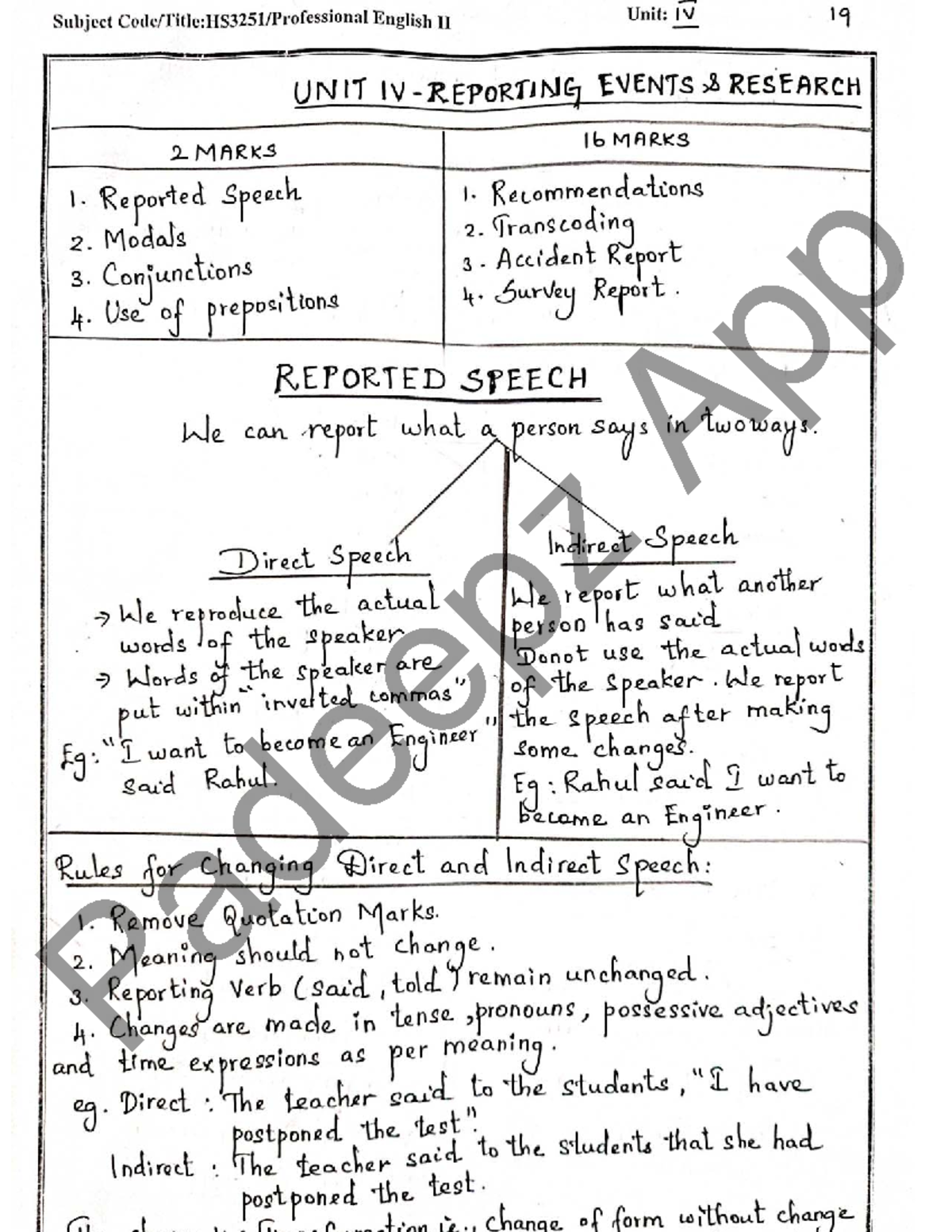 Hs3251 UNIT 4&5 Notes - Professional English - Studocu