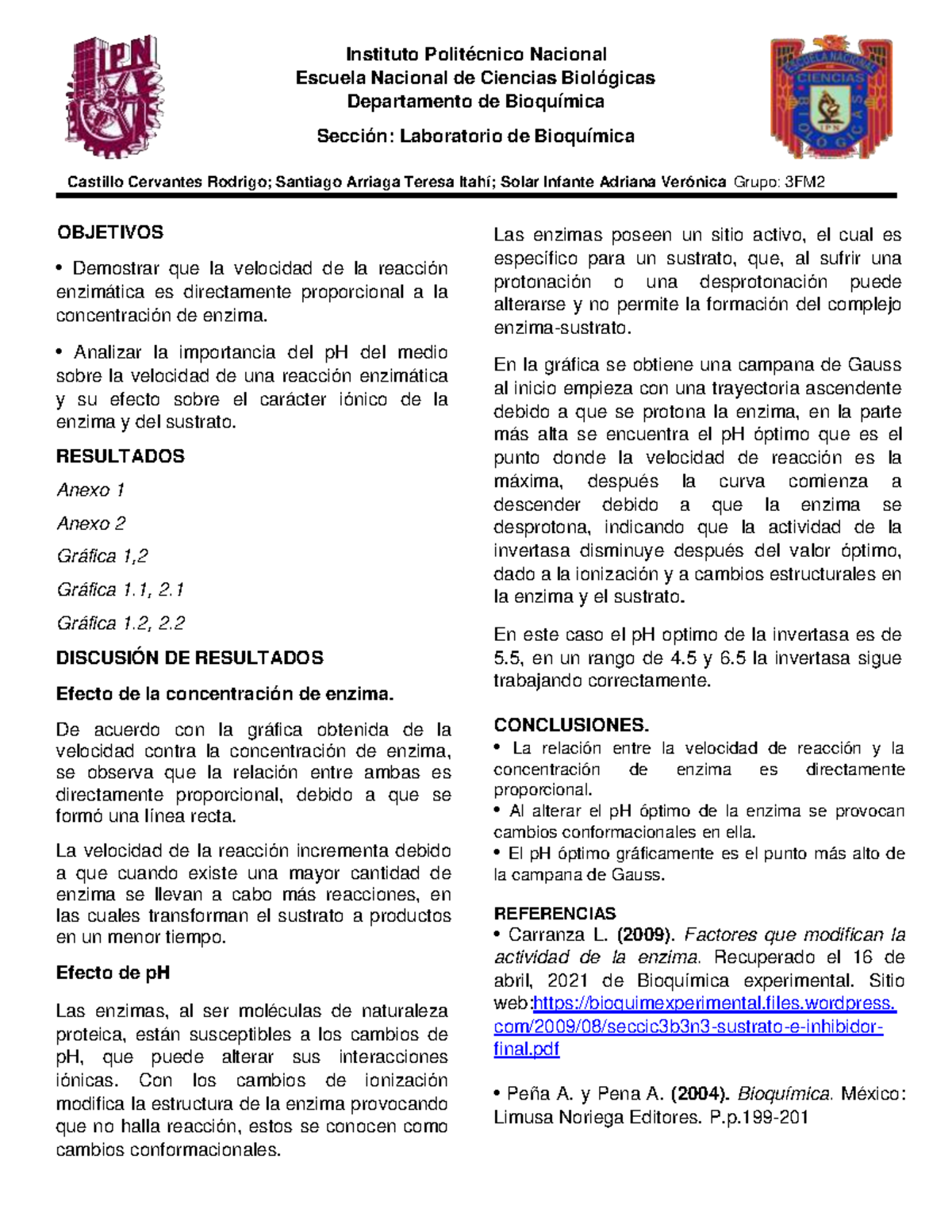 Reporte p H-E - Bioquimica Básica - IPN - Studocu