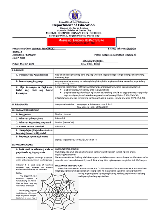 TOS Q1-Filipino-8 - Filipino 8- Table of Specification-First Grading ...