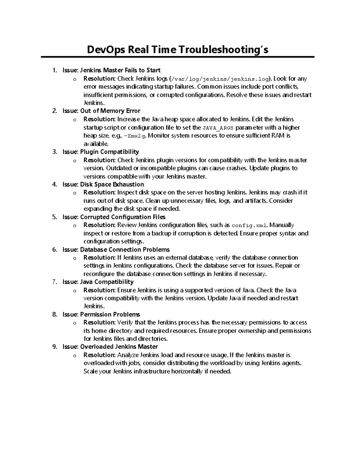 Issues& troubleshoot - DevOps Real Time Troubleshooting’s 1. Issue ...