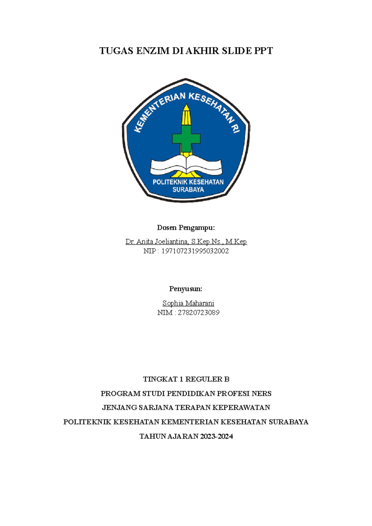 Cover Tugas Enzim DI Akhir Slide PPT - TUGAS ENZIM DI AKHIR SLIDE PPT ...