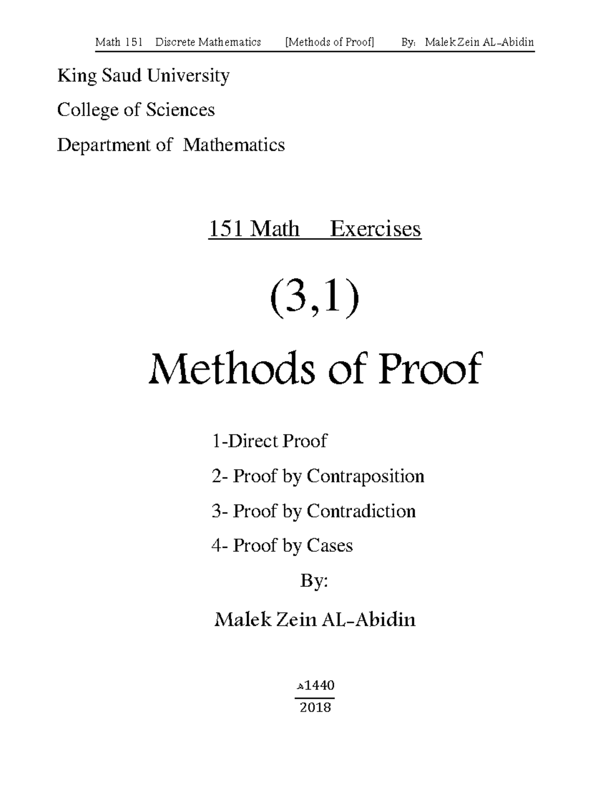 Methods of proof 0 - King Saud University College of Sciences ...
