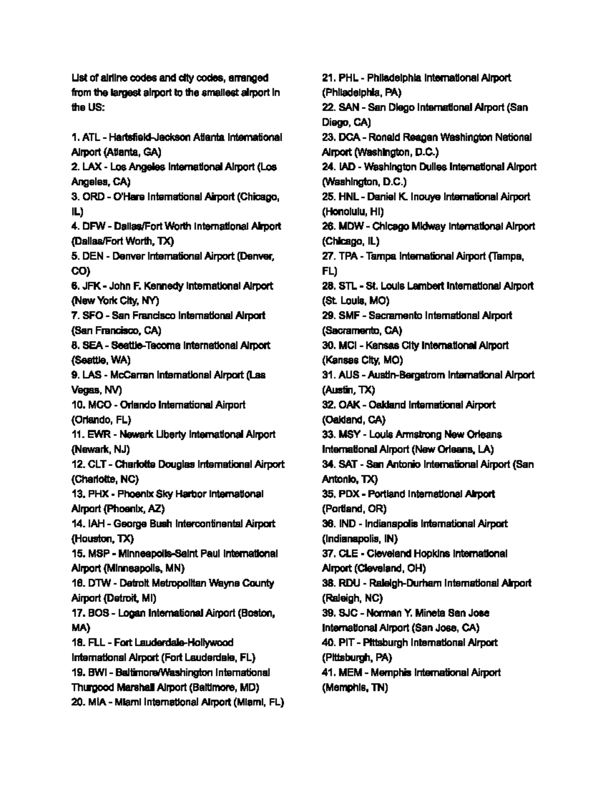 Codes - tourist - List of airline codes and city codes, arranged 21 ...