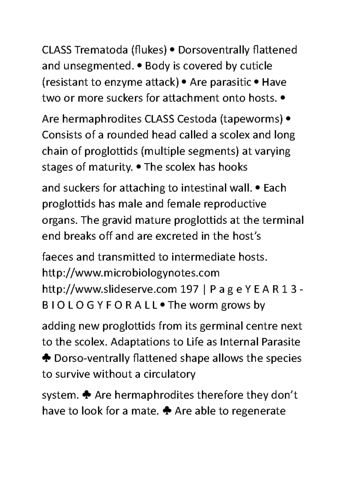 Class Trematoda - Copy - GST NOTES - CLASS Trematoda (flukes ...