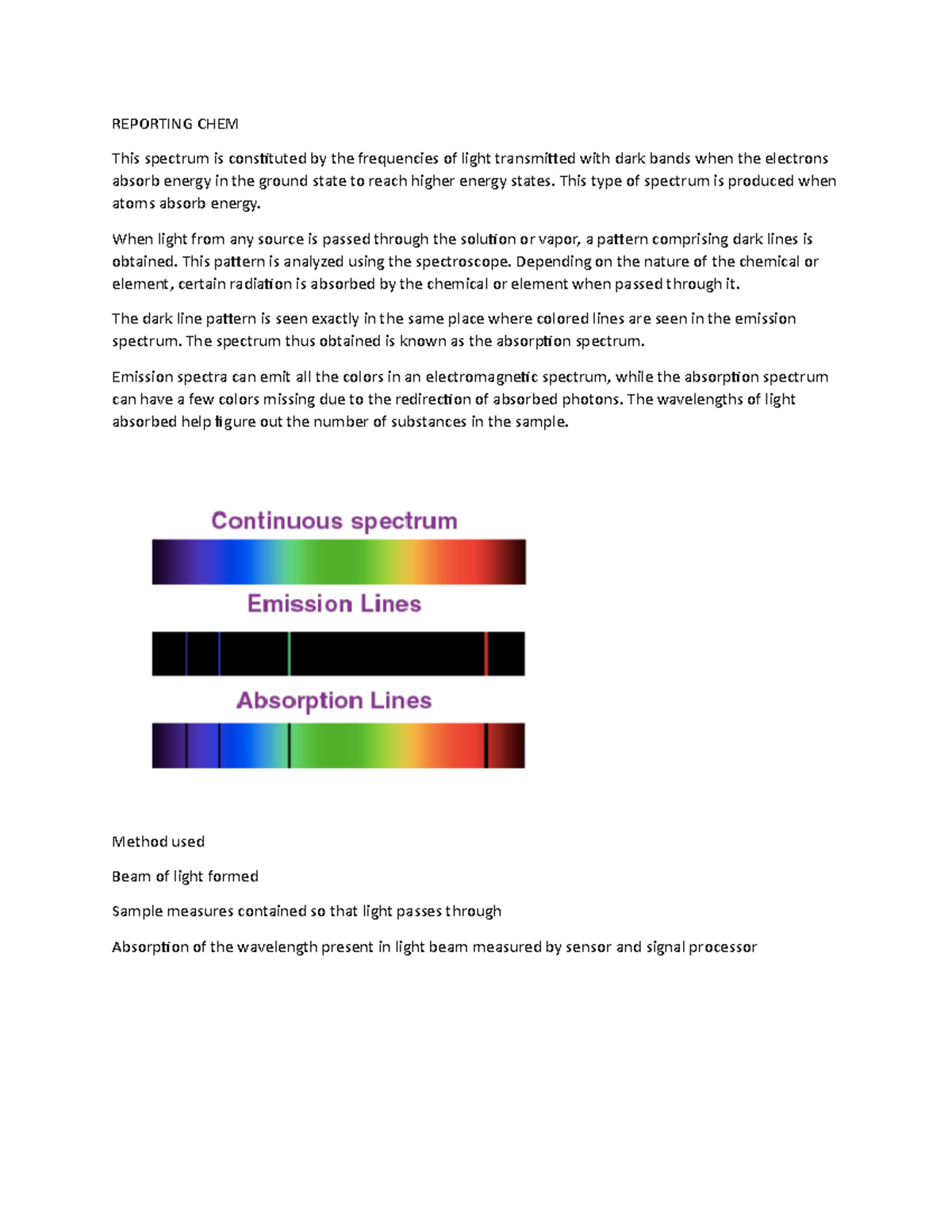 Reporting CHEM - Chemistry Lecture - REPORTING CHEM This spectrum is ...