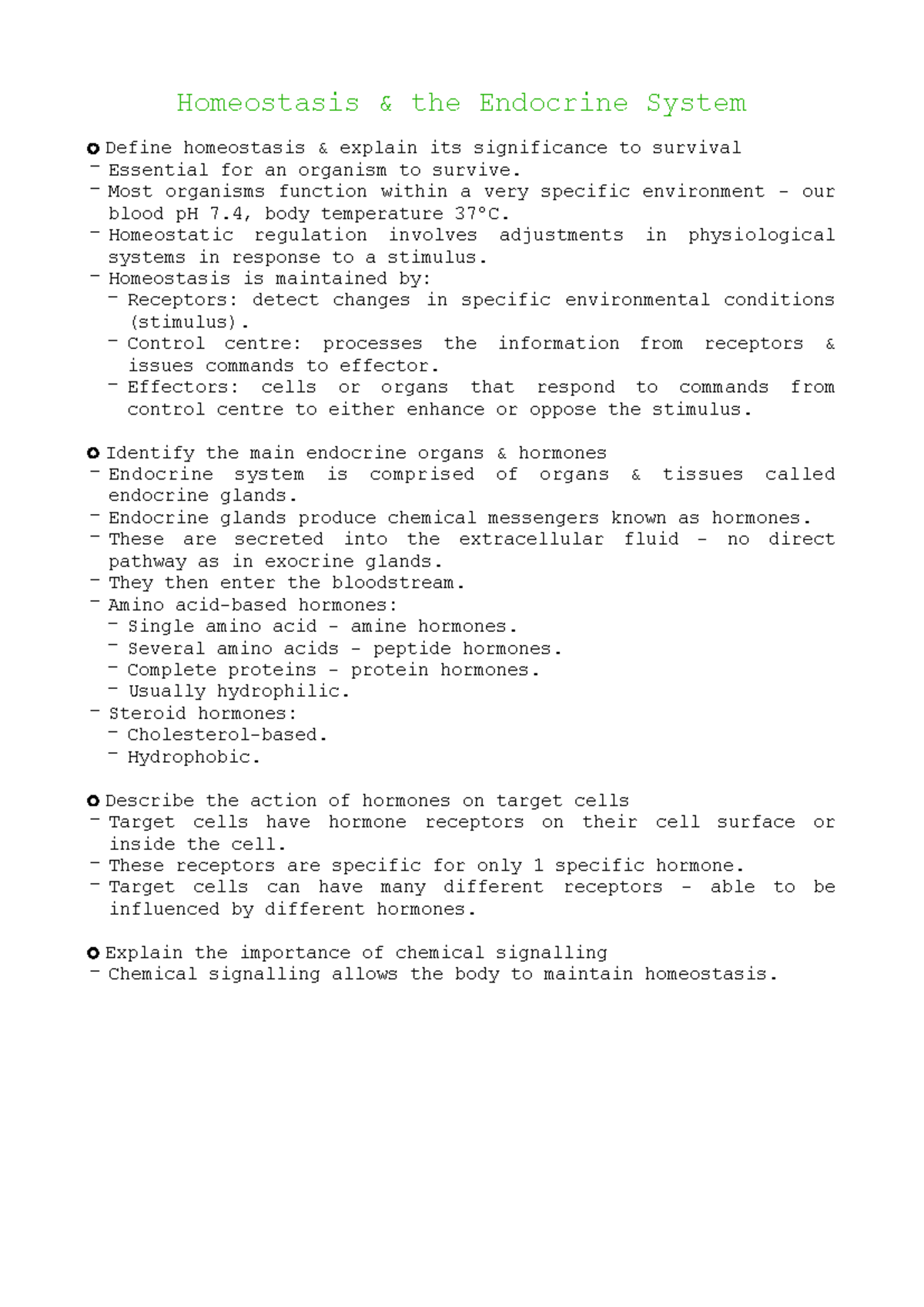 Homeostasis the Endocrine System - Homeostasis & the Endocrine System ...