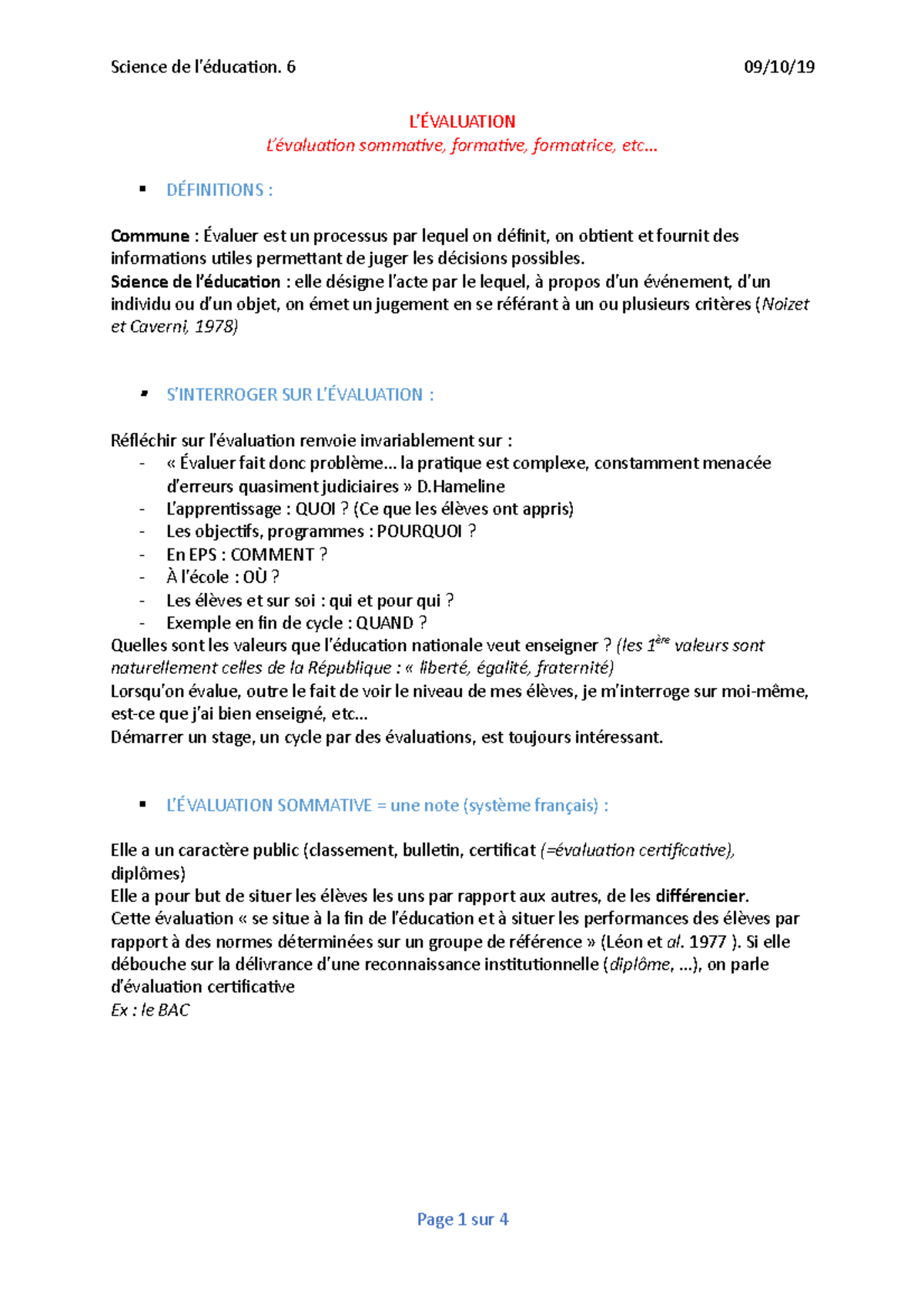 6. L'évaluation - Notes de cours 6 - L’ÉVALUATION L’évaluation ...