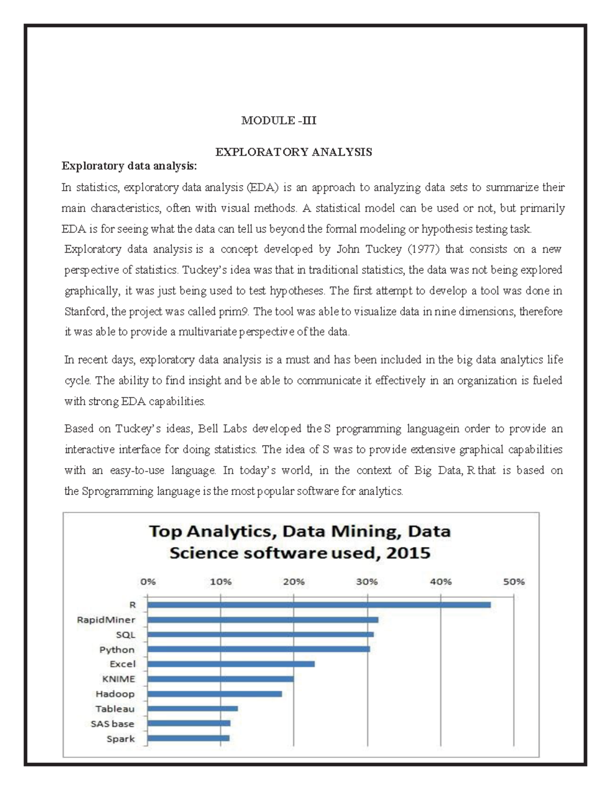 Module 3 - Exploratory analysis - MODULE -III EXPLORATORY ANALYSIS Exploratory data analysis: In ...