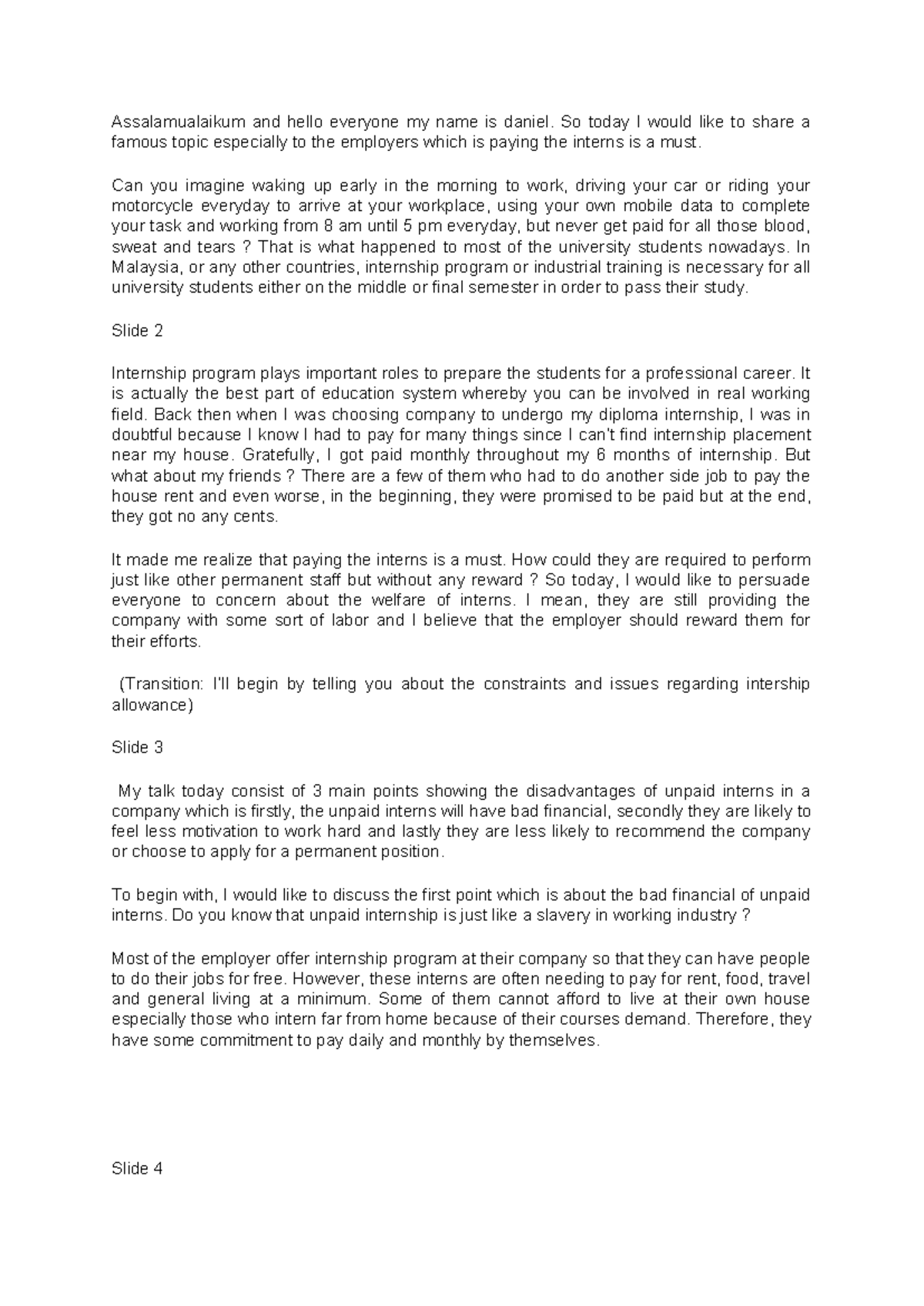 SCRIPT PRESENT EWC - Assalamualaikum and hello everyone my name is daniel. So today I would like ...