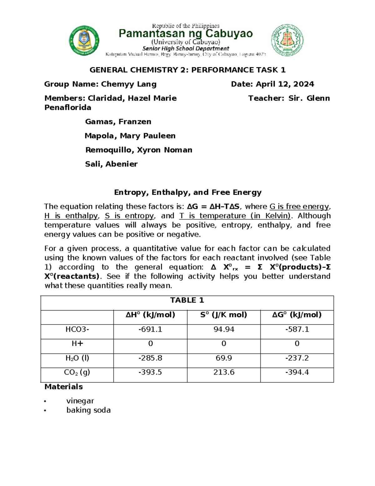 Copy-of- Genchem 2 PT1 4 Thquarter - GENERAL CHEMISTRY 2: PERFORMANCE ...