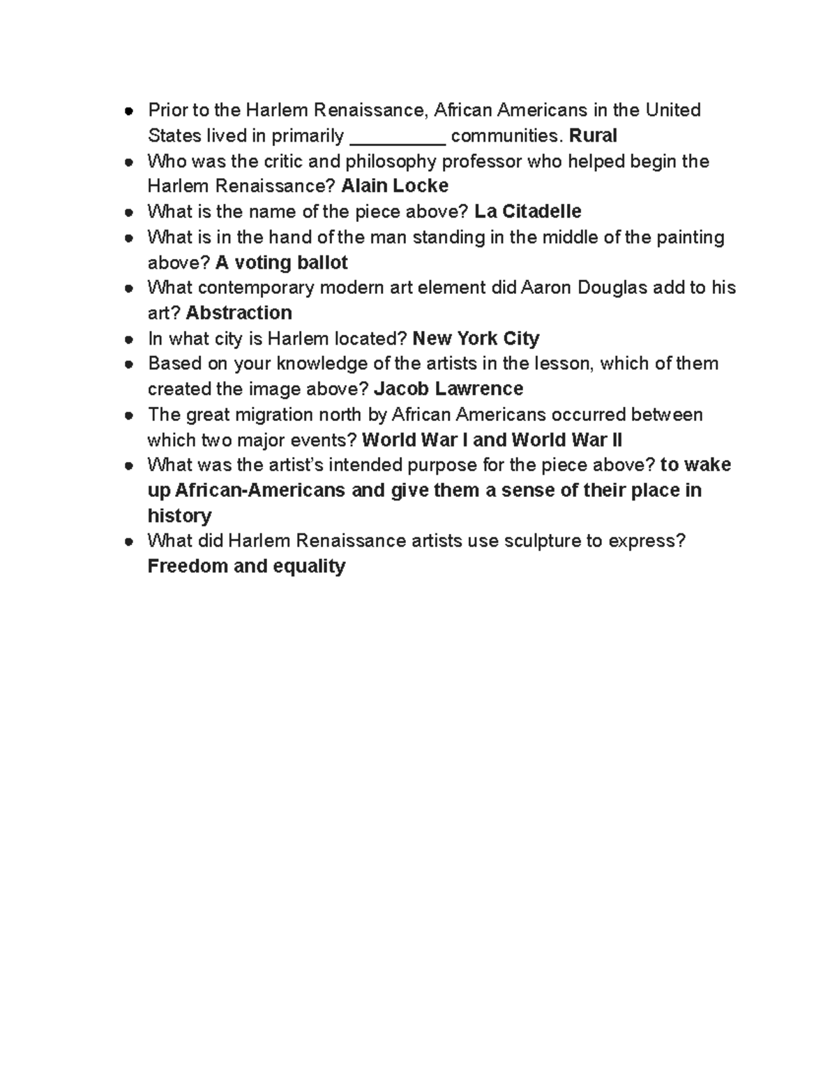 Harlem Renaissance - You can use this for notes. - Prior to the Harlem ...