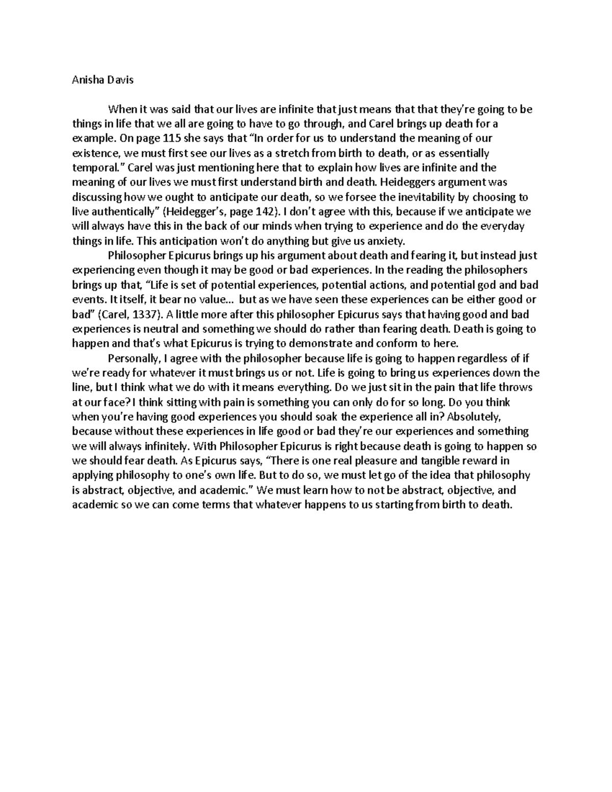 11 - notes - Anisha Davis When it was said that our lives are infinite ...