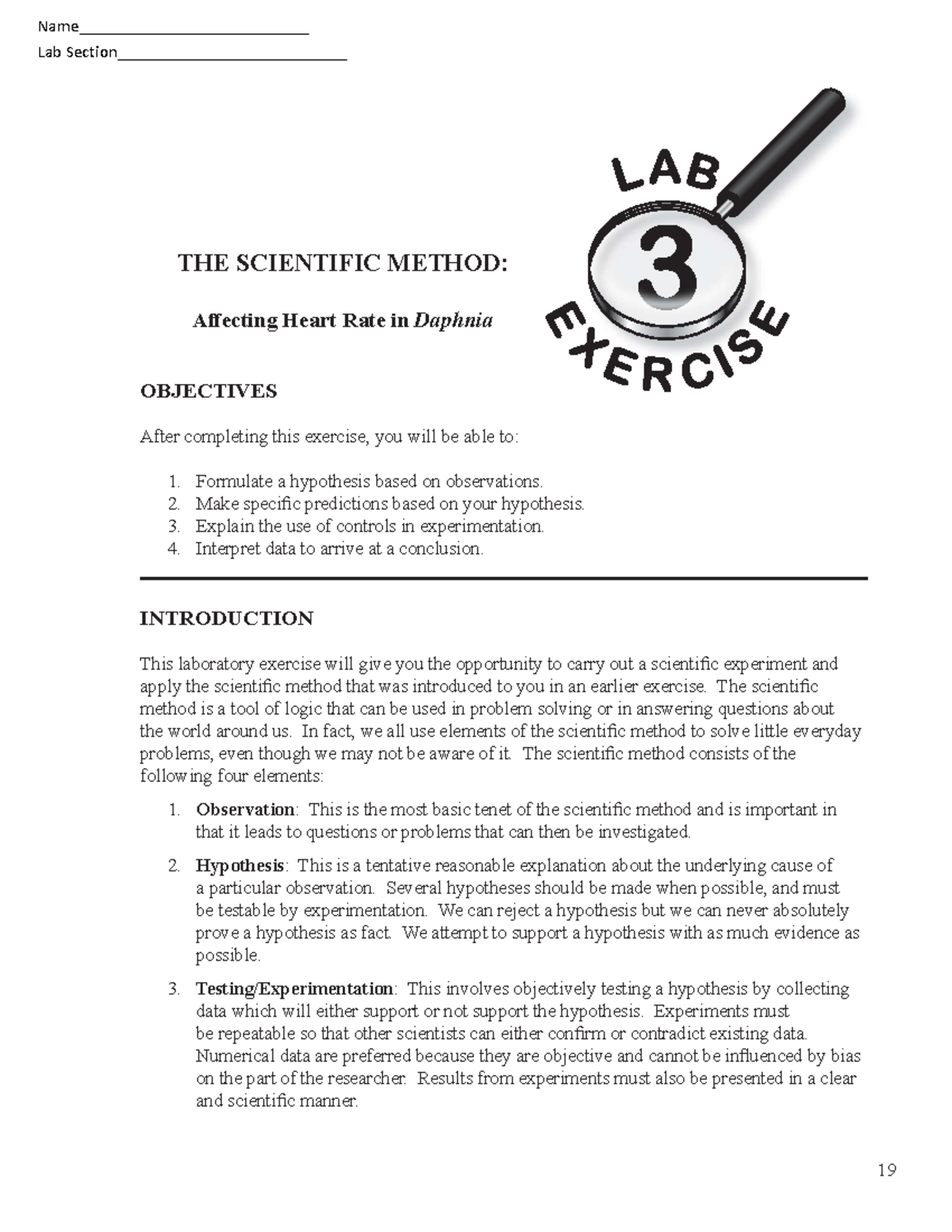 03 Sci Method Lab Exercise Fillable - THE SCIENTIFIC METHOD: A൵ecting ...