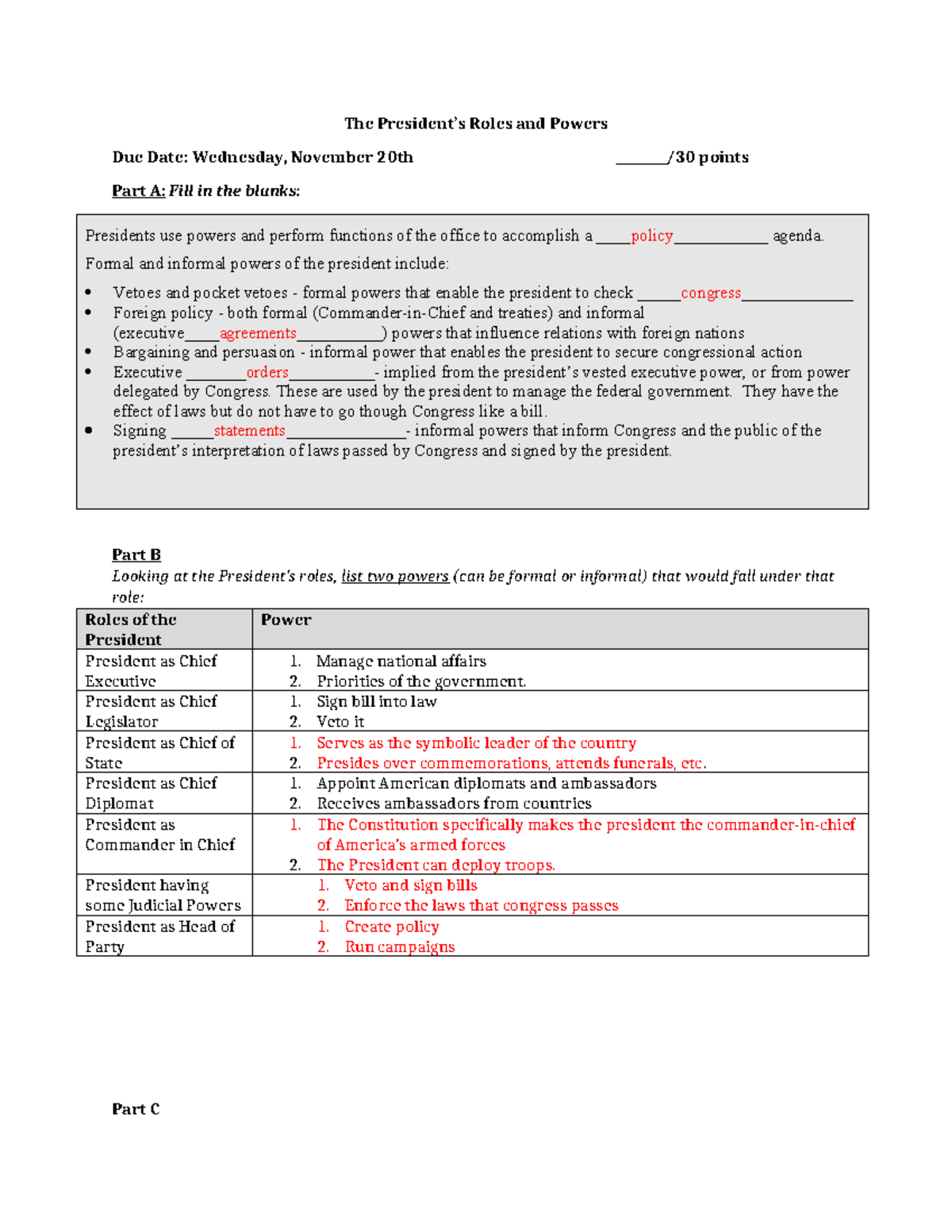 President Roles and Powers 24 24claire - The President’s Roles and ...
