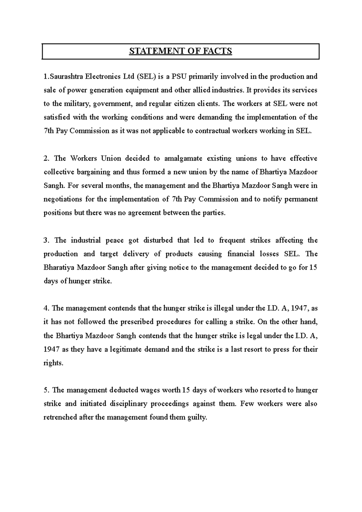 Summary OF Arguments (Respondent) - STATEMENT OF FACTS 1 Electronics ...